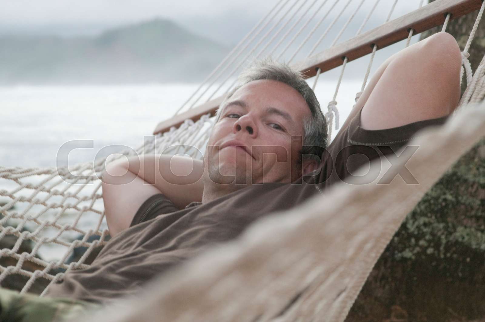 Man In Hammock Stock Image Colourbox