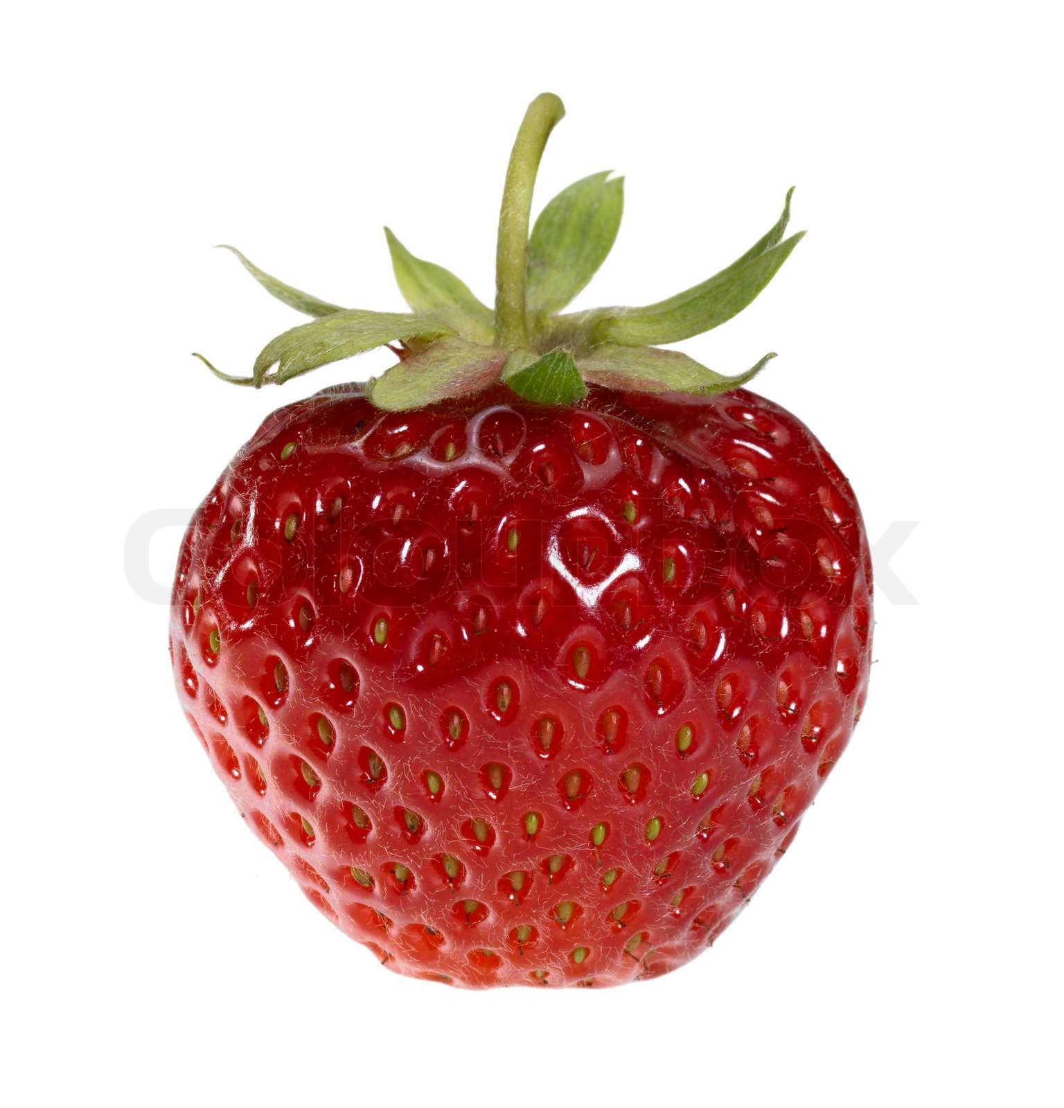 Studio photography of a red shiny strawberry isolated on white | Stock ...