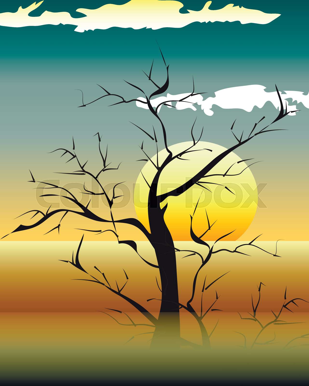 Bright yellow sunrise and sunset set | Stock vector | Colourbox