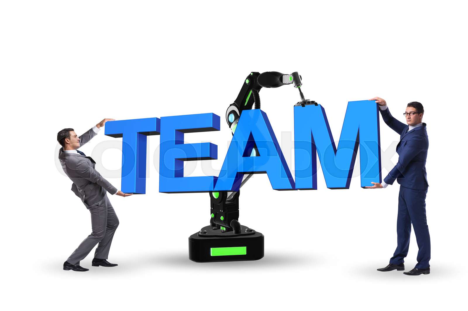 Teamwork concept with businessman and robotic arm | Stock image | Colourbox