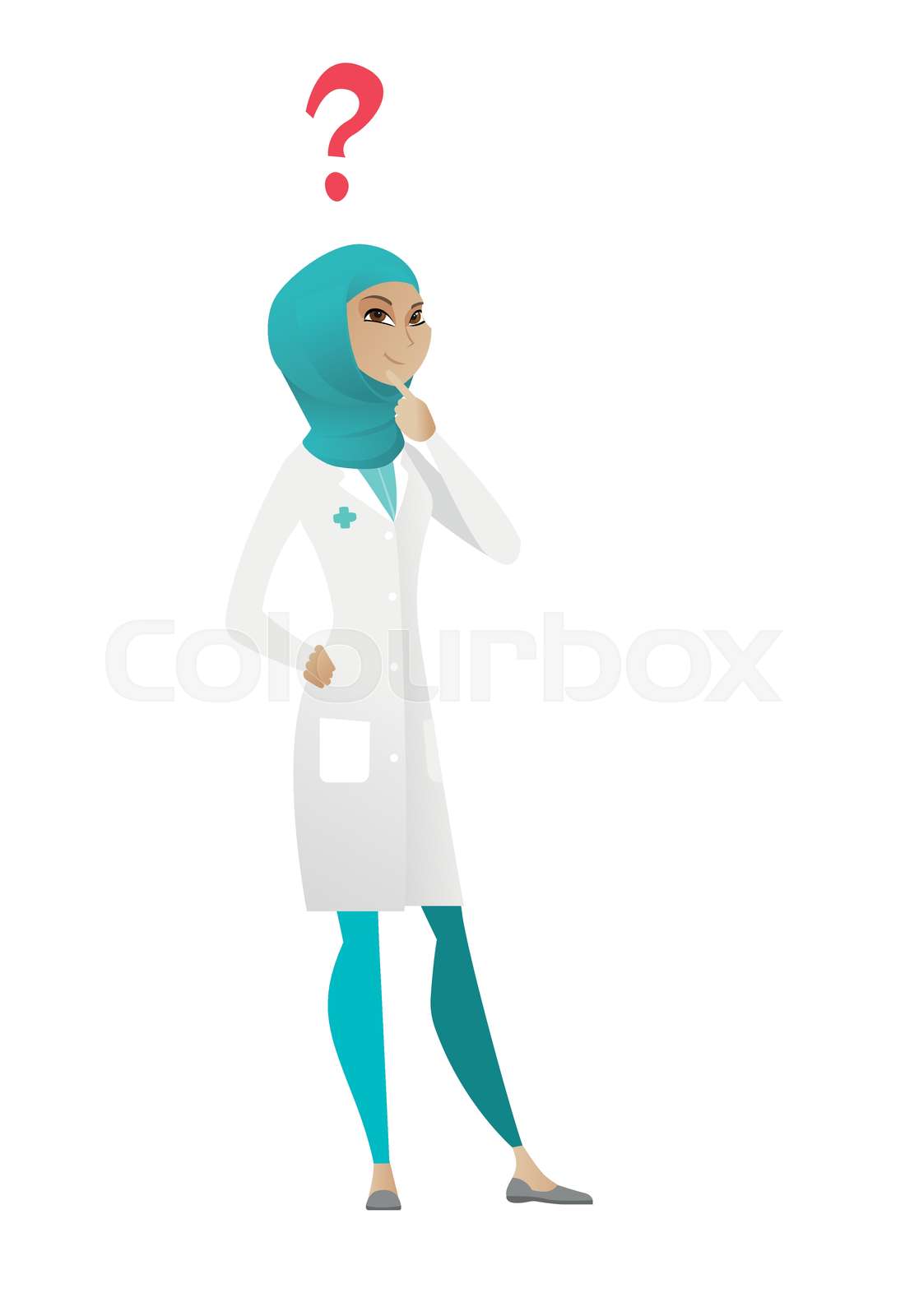 Thinking doctor with question mark. | Stock vector | Colourbox