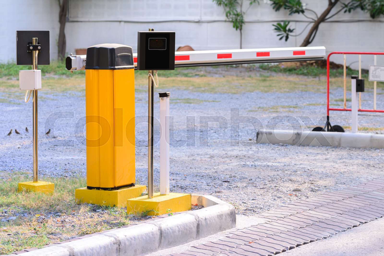 Automatic rising arm access barrier of buiding car park. | Stock image ...