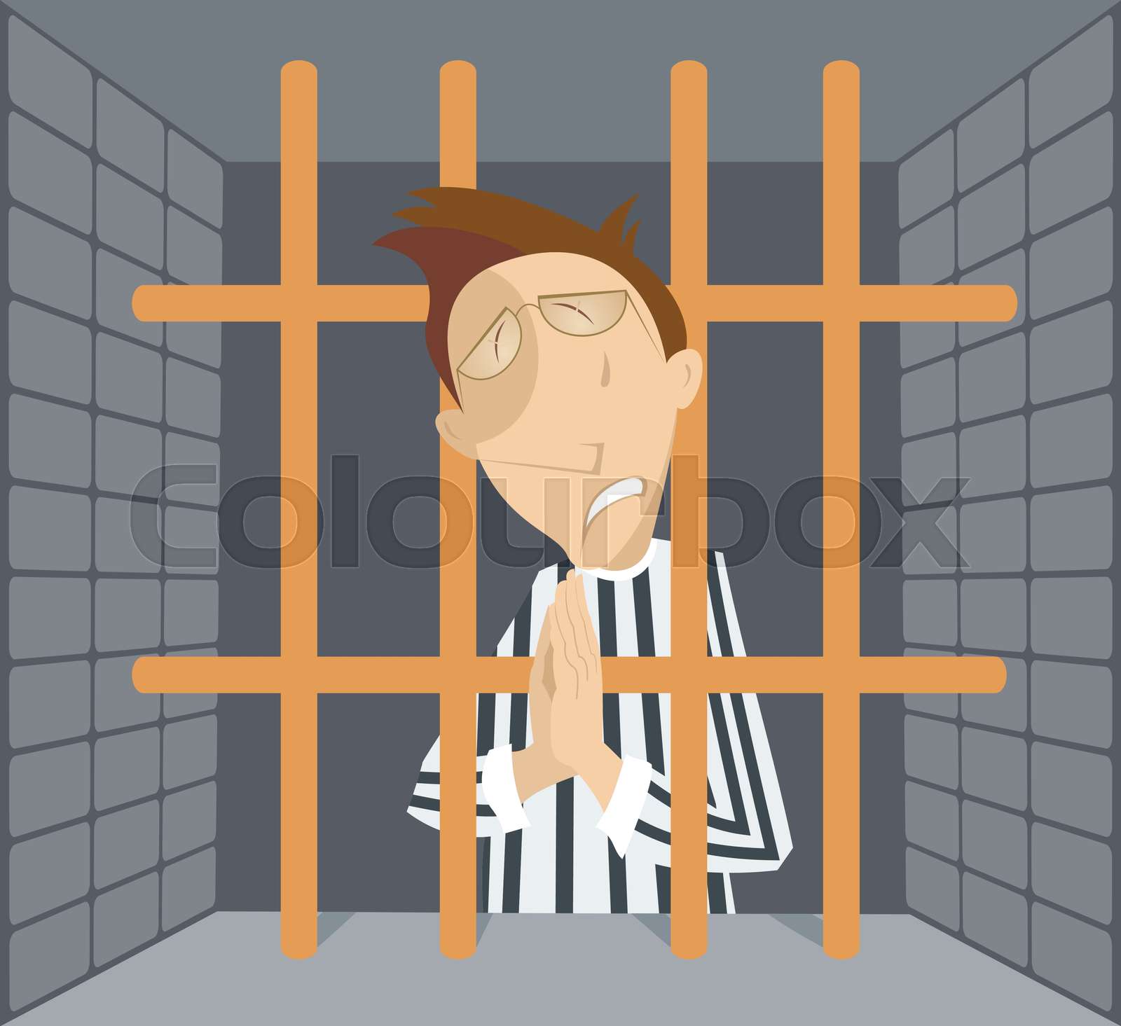 Man in jail cartoon | Stock vector | Colourbox