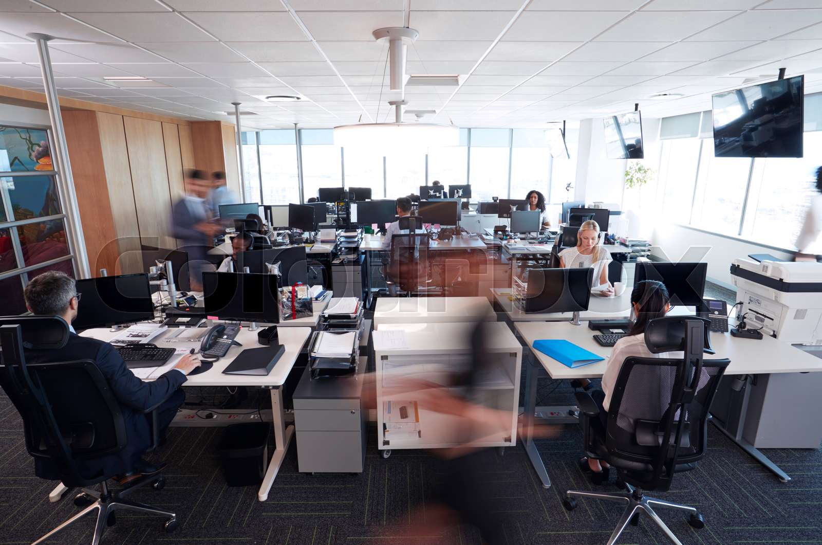 Interior Of Busy Modern Open Plan Office With Staff | Stock image ...