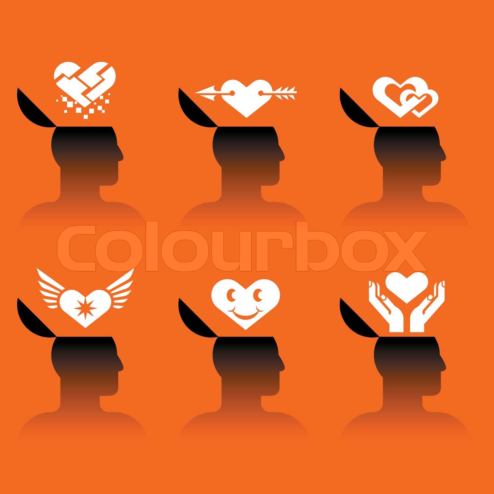 silouet, ikon, hjerne | Stock vektor | Colourbox