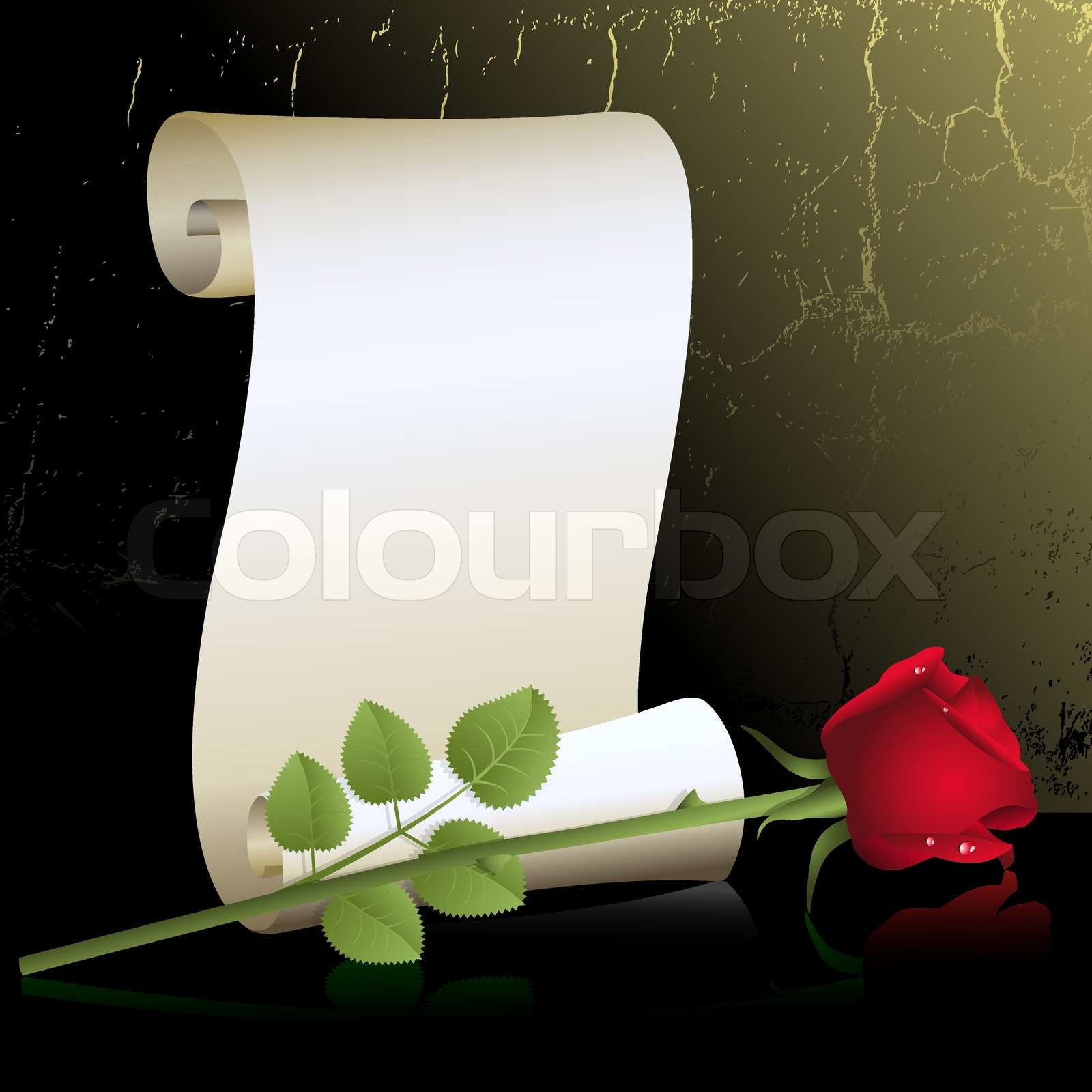 A single red rose with roll of paper | Stock vector | Colourbox