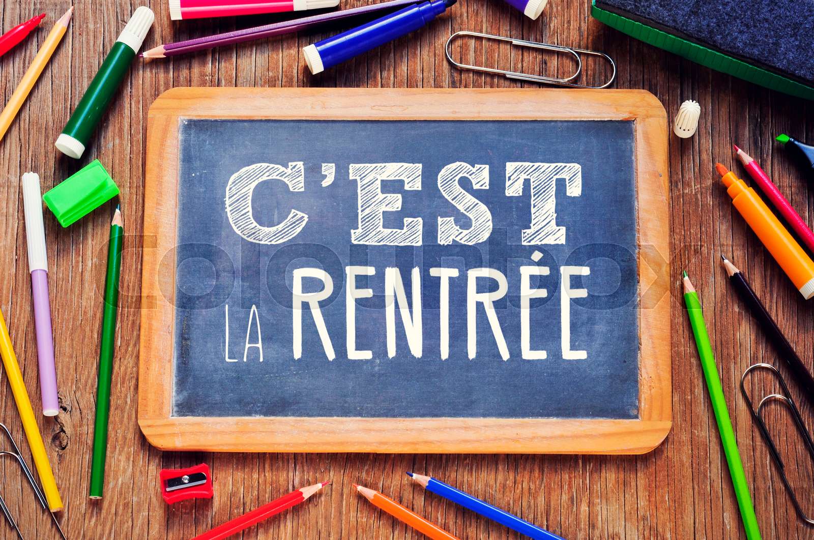 text cest la rentree, back to school in french | Stock image | Colourbox