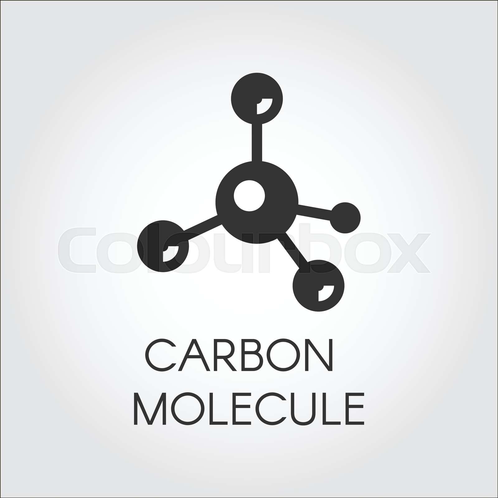 Black icon in flat style of carbon molecules. Organic compound ...