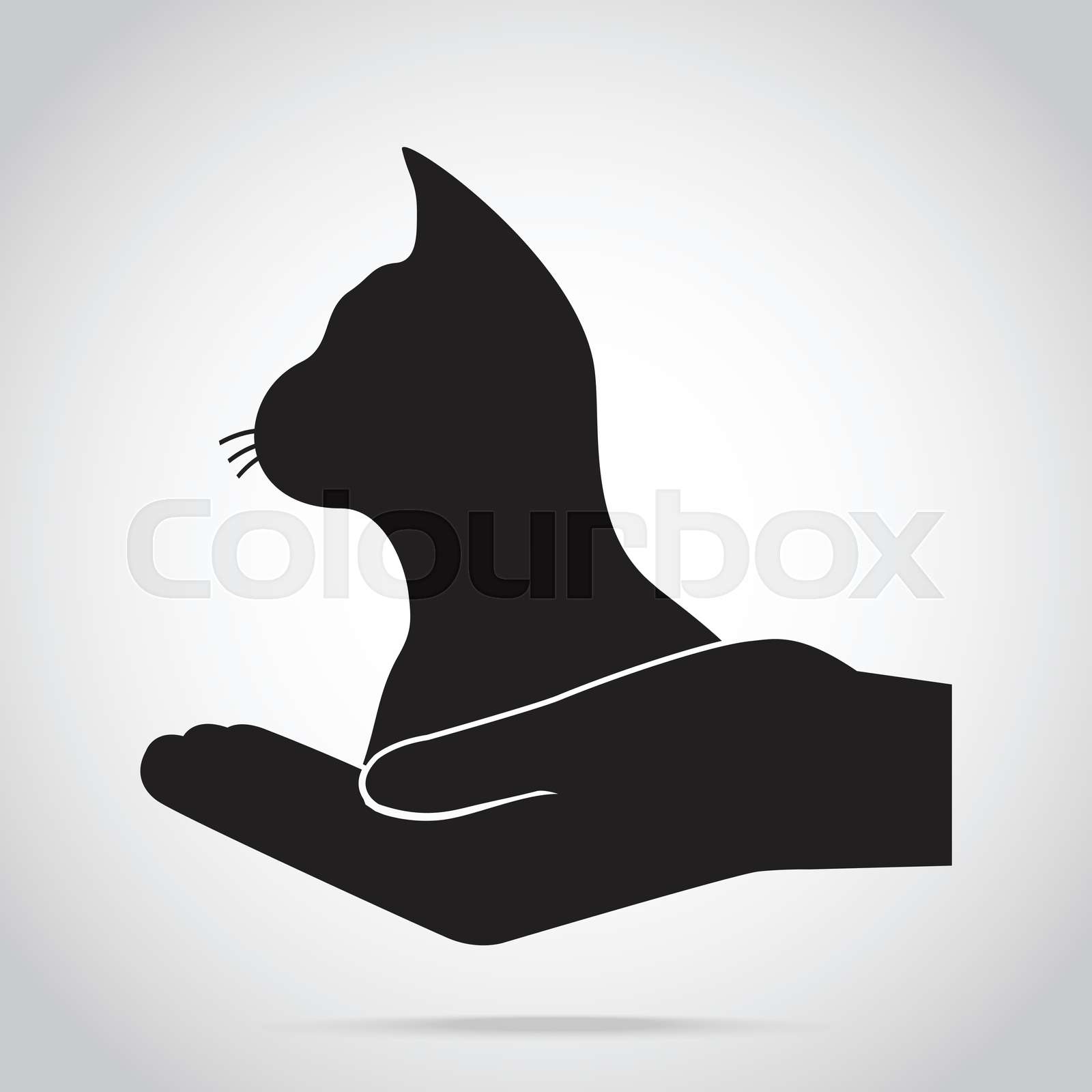Cat and hand icon. Protection, care and help concept | Stock vector ...