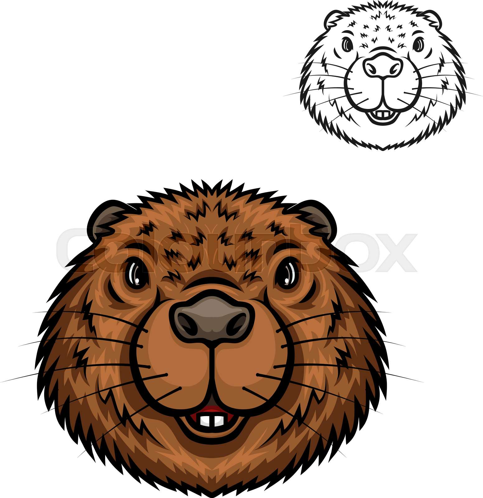 Beaver animal head isolated cartoon icon | Stock vector | Colourbox