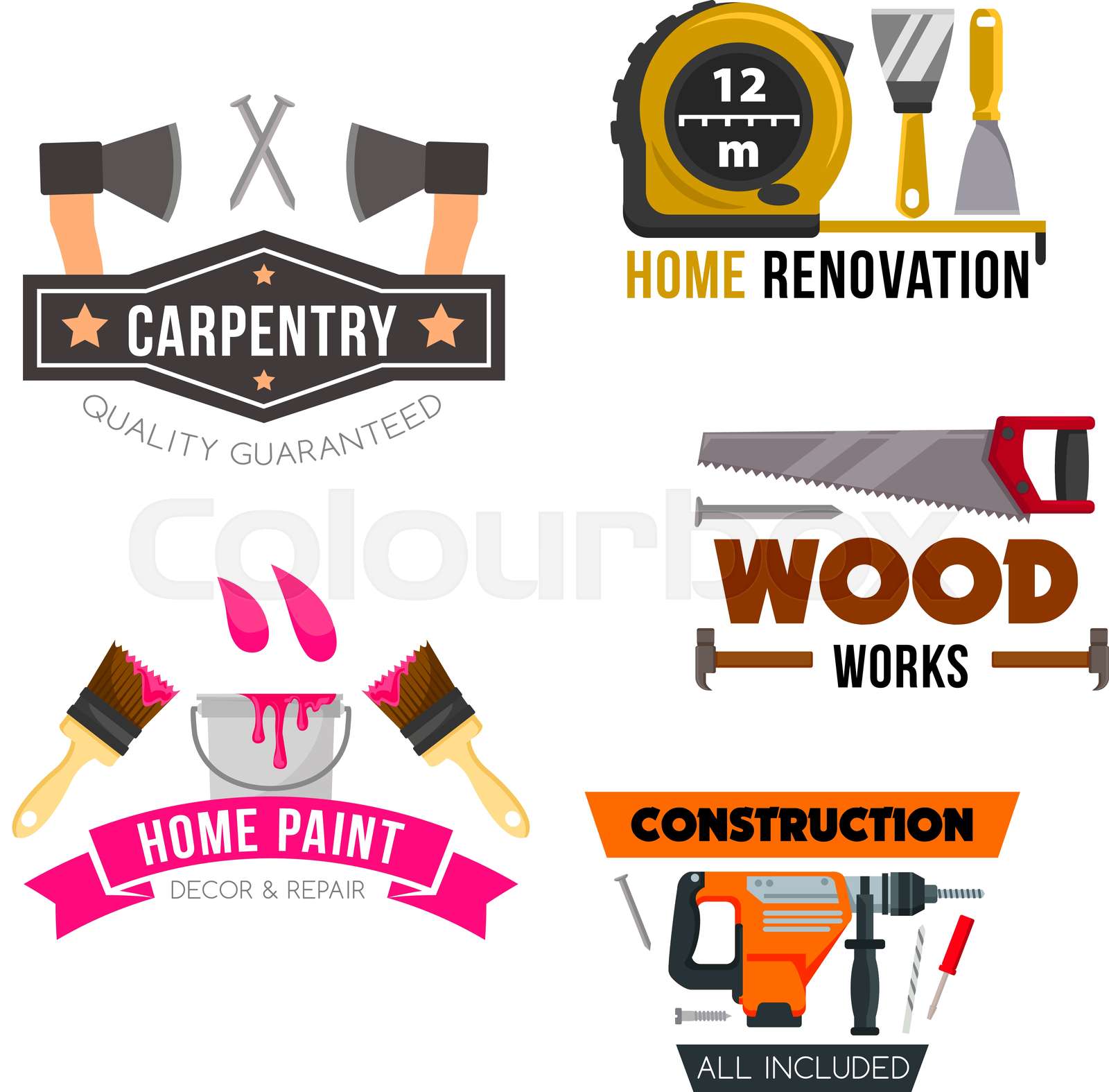 handwerker, logo, baumeisterin | Stock-Vektor | Colourbox