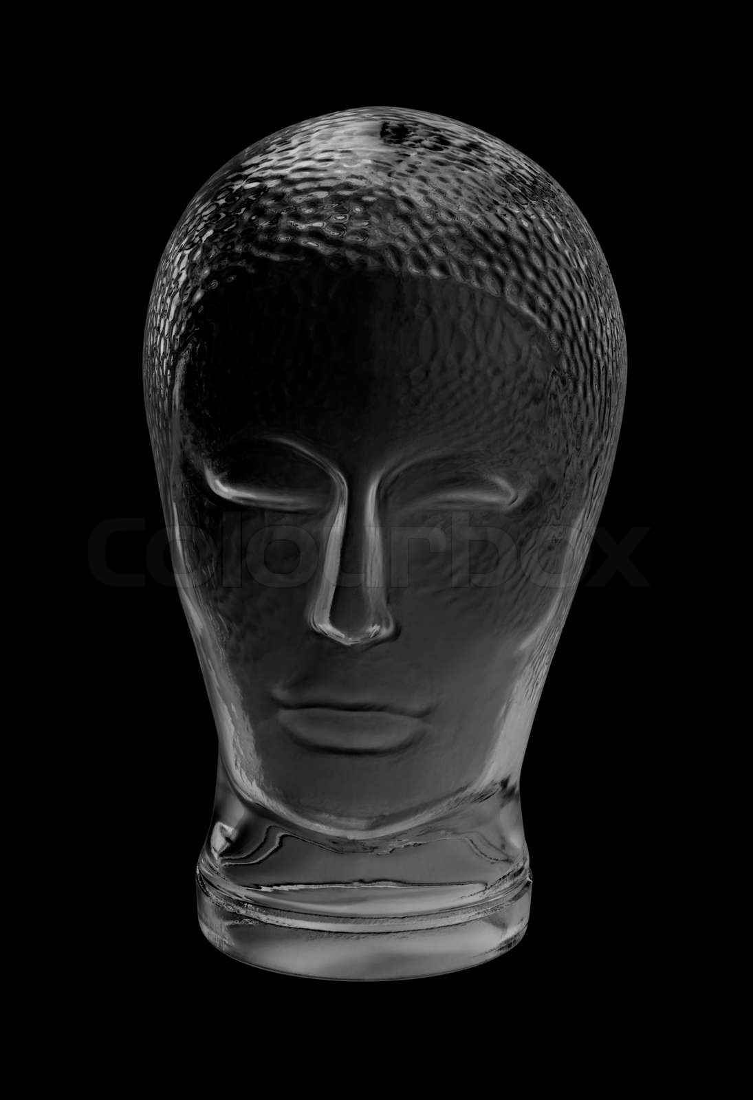 human head made of glass in black back | Stock image | Colourbox