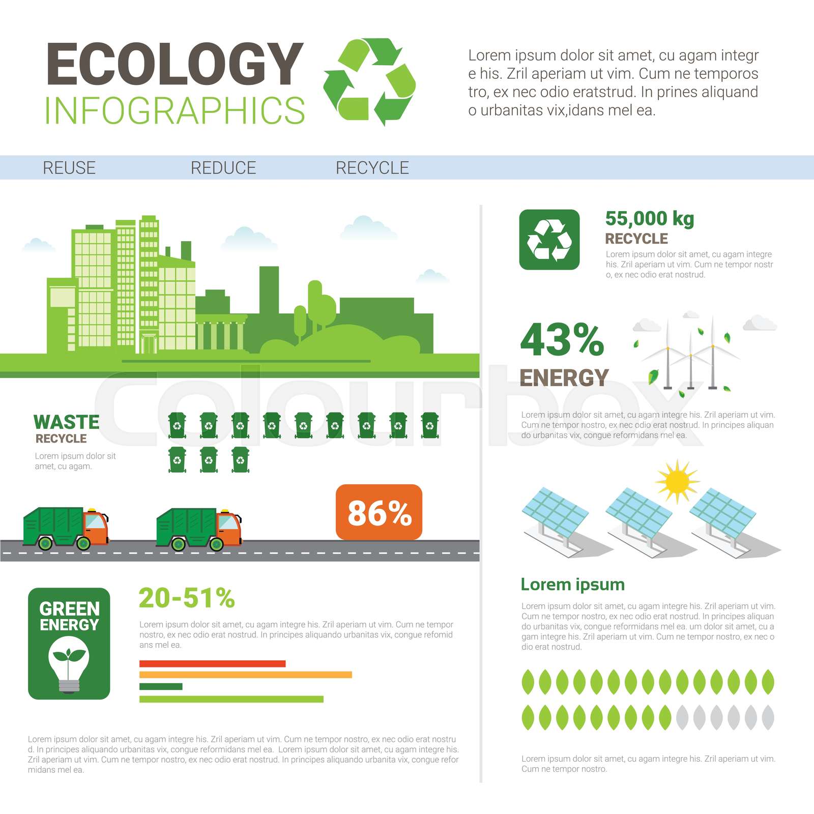 Ecology Infographics World Environmental Protection Green Energy ...