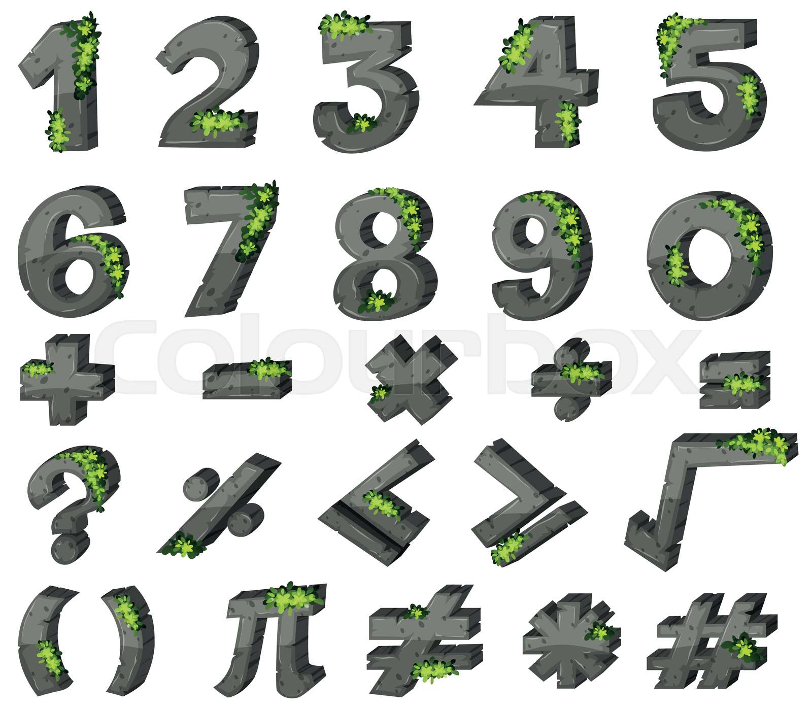 Font design for numbers and signs | Stock vector | Colourbox