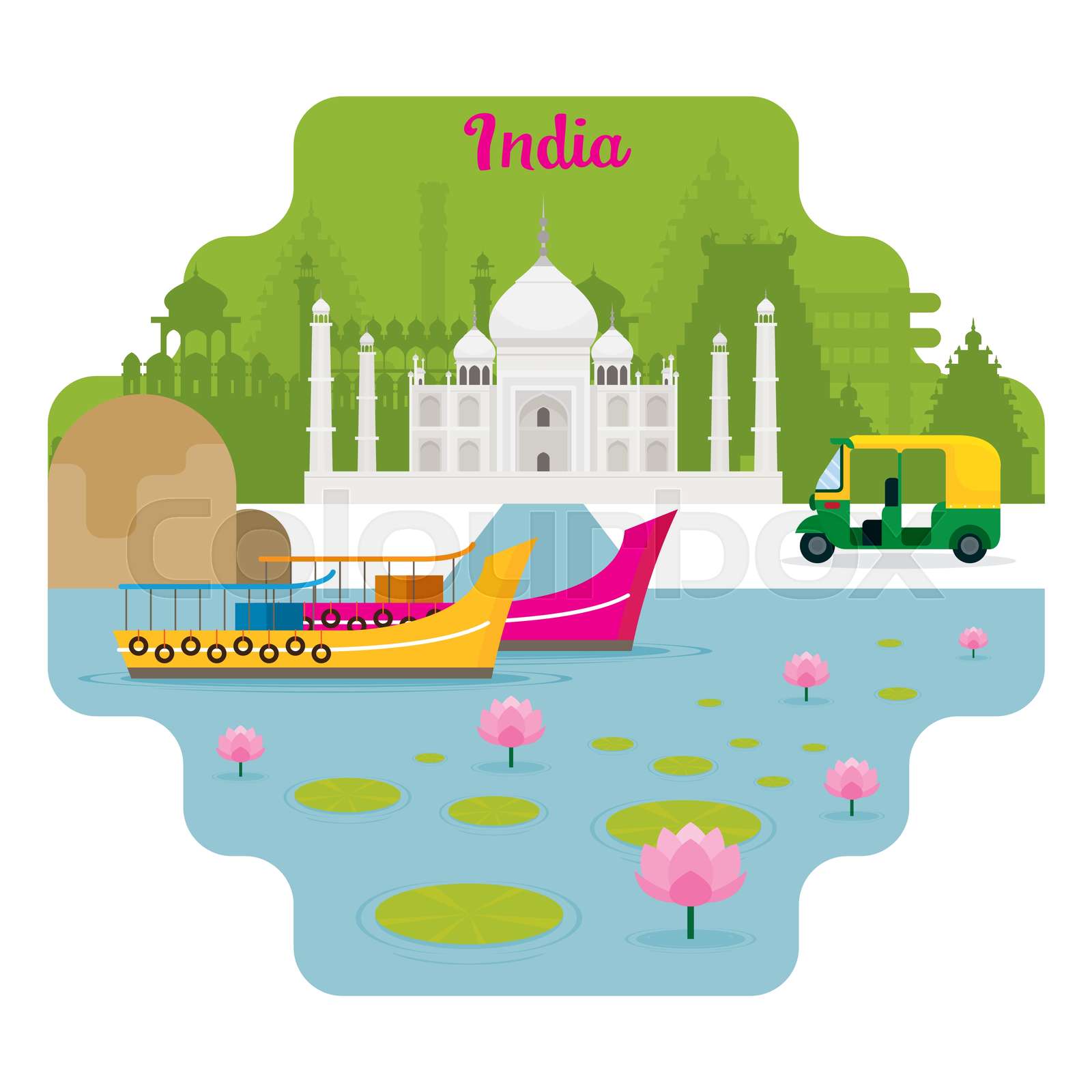 India Travel and Attraction Landmarks | Stock vector | Colourbox