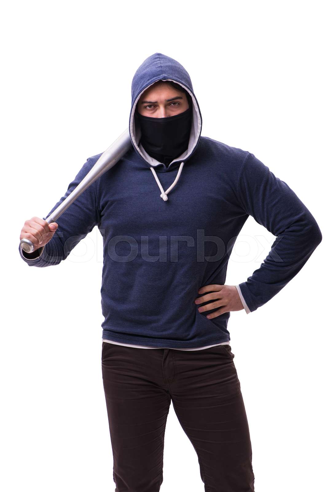 Young man hooligan with baseball bat isolated on white | Stock image ...