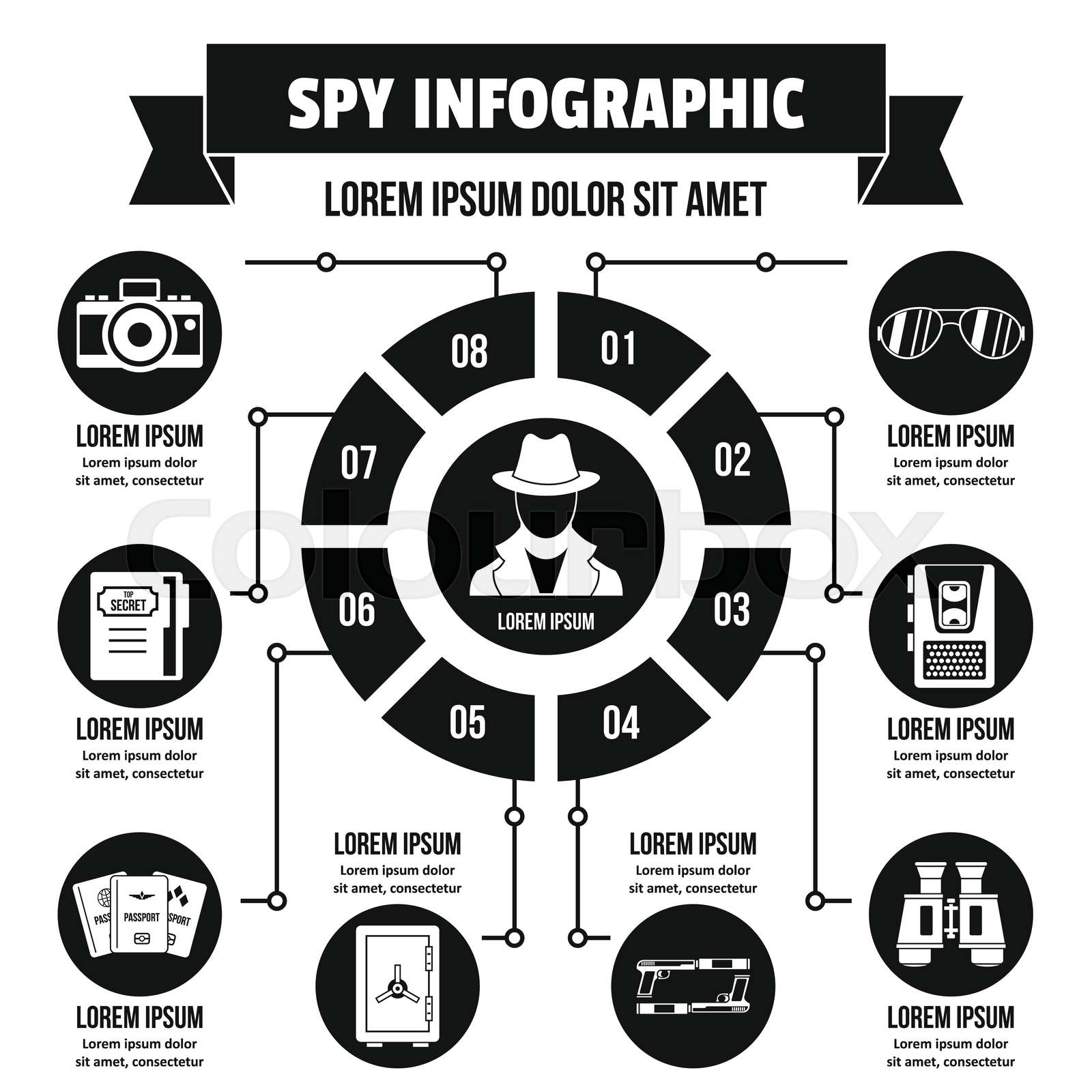 Spy infographic concept, simple style | Stock vector | Colourbox