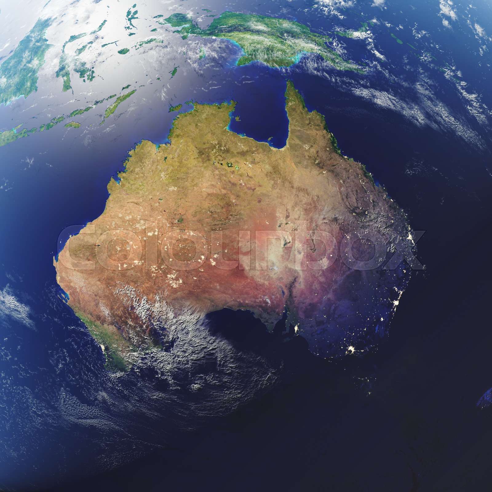 3D rendering Earth close-up view, top view. Near Space. Planet earth ...