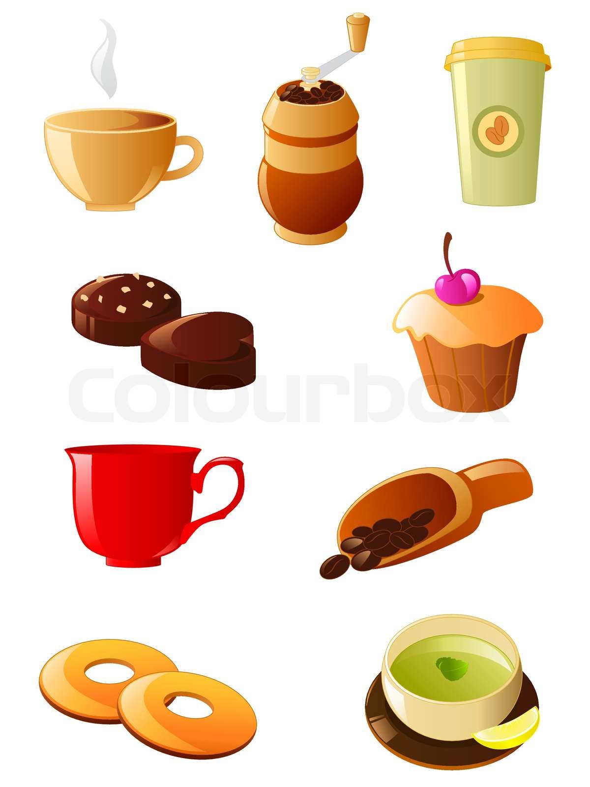 Kaffee Und Tee Icon Set Stock Vektor Colourbox