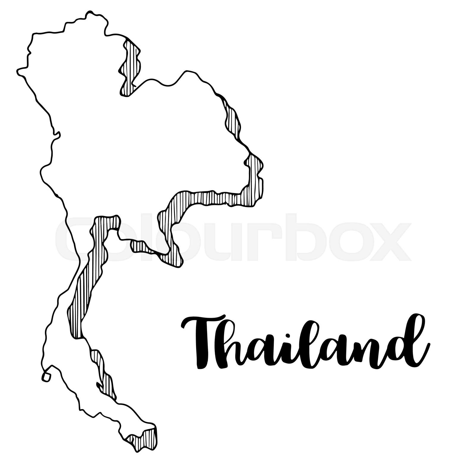 Hand drawn of Thailand map, vector illustration | Stock vector | Colourbox