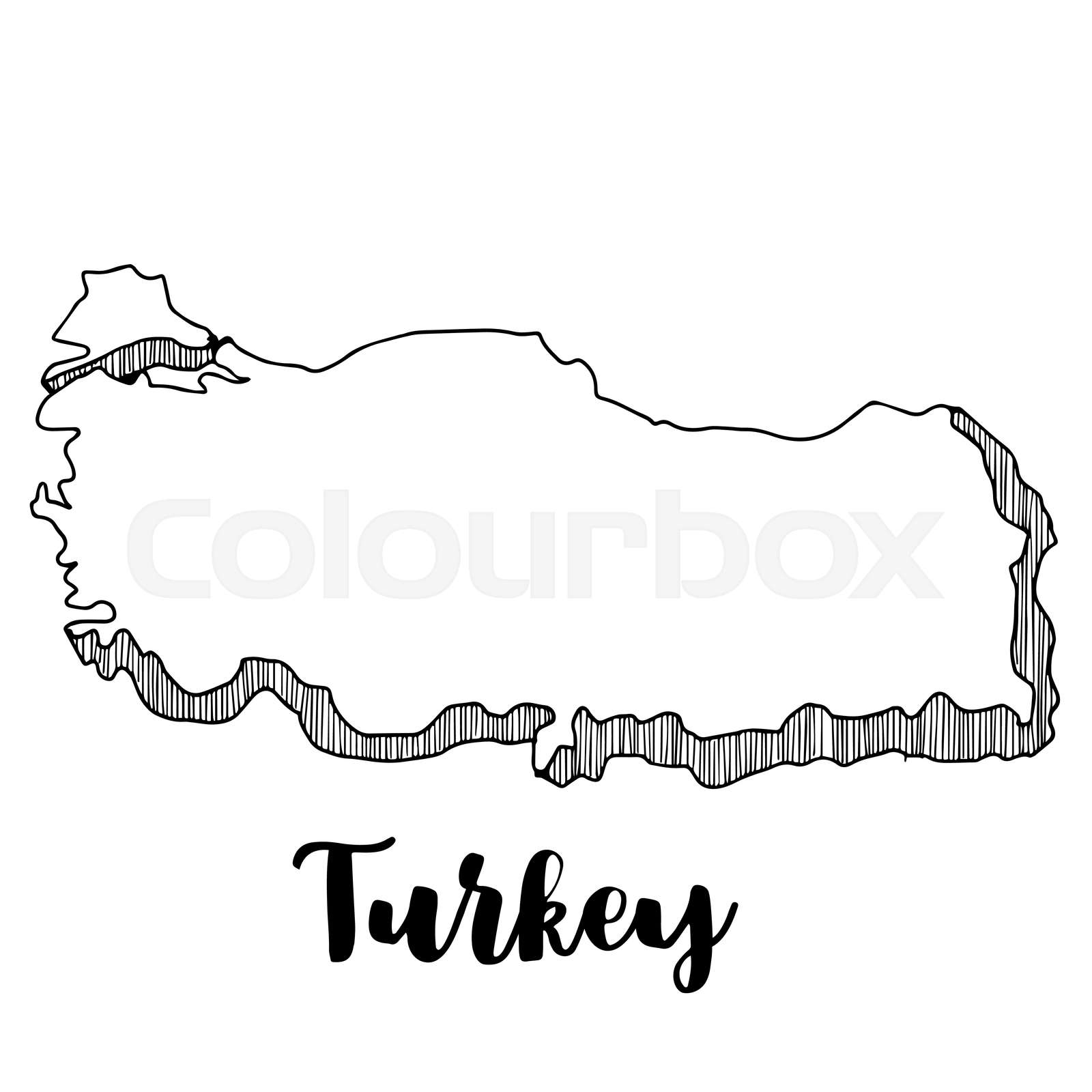 Hand drawn of Turkey map, vector illustration, vector | Stock vector ...