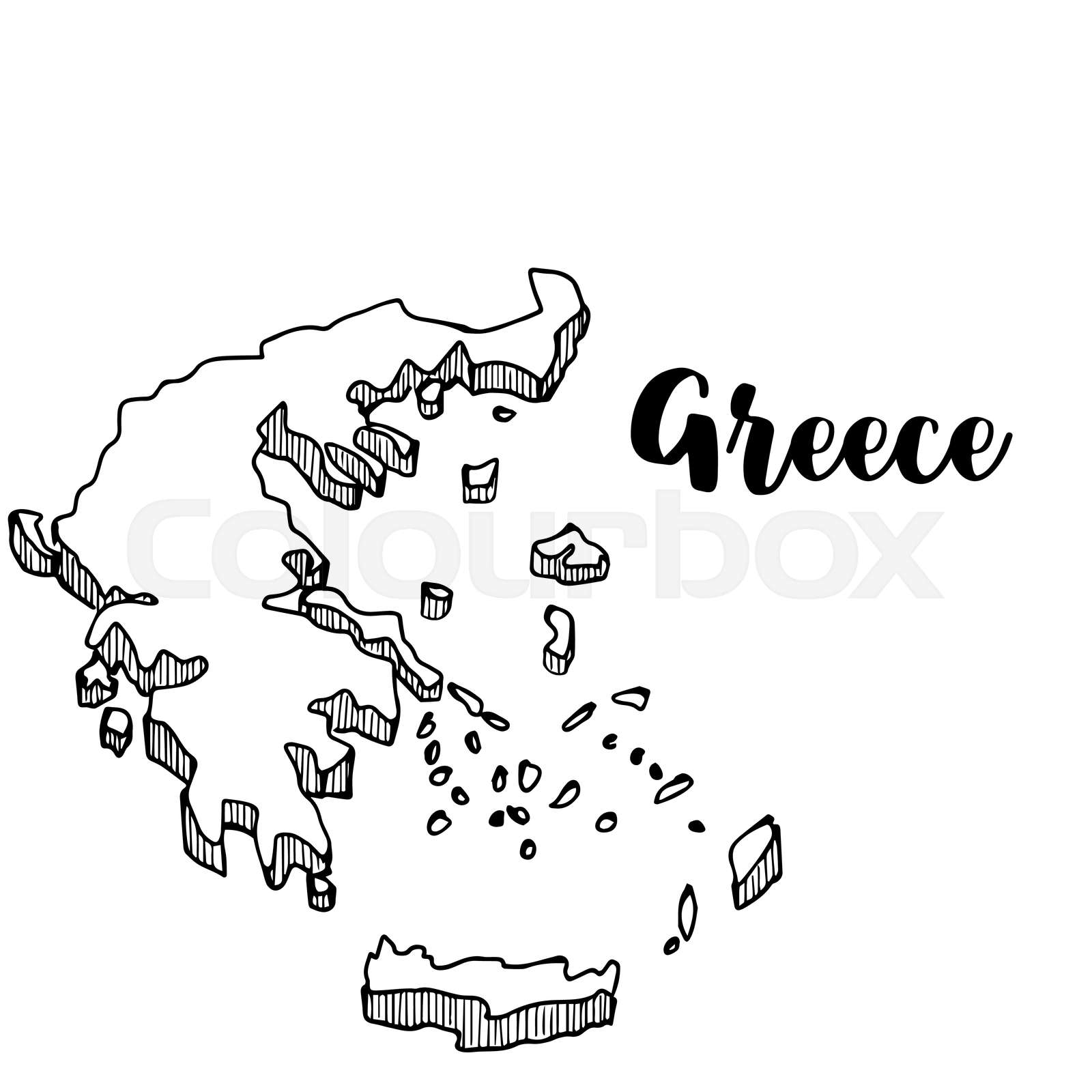 Hand drawn of Greece map, vector illustration | Stock vector | Colourbox