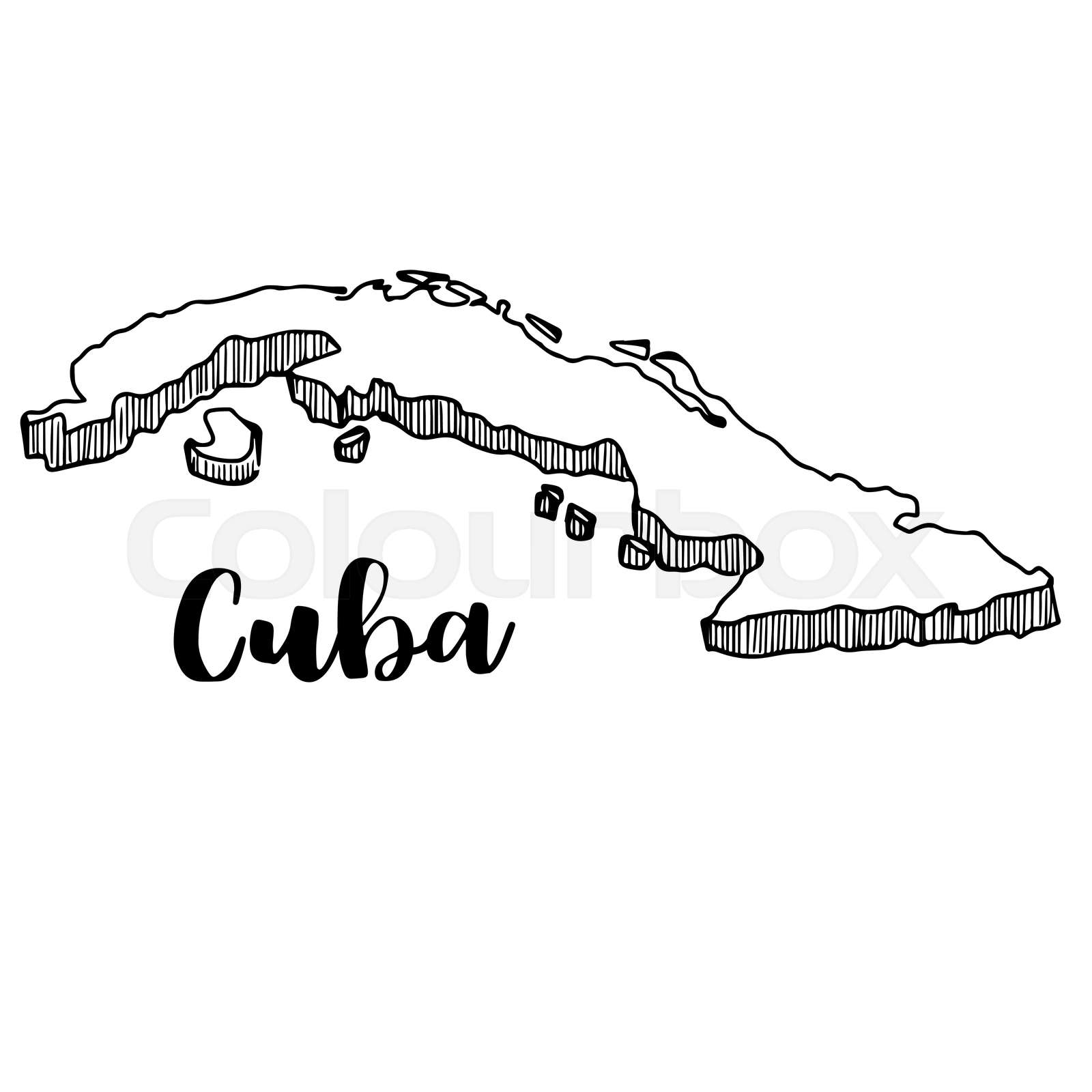 Hand drawn of Cuba map, vector illustration | Stock vector | Colourbox