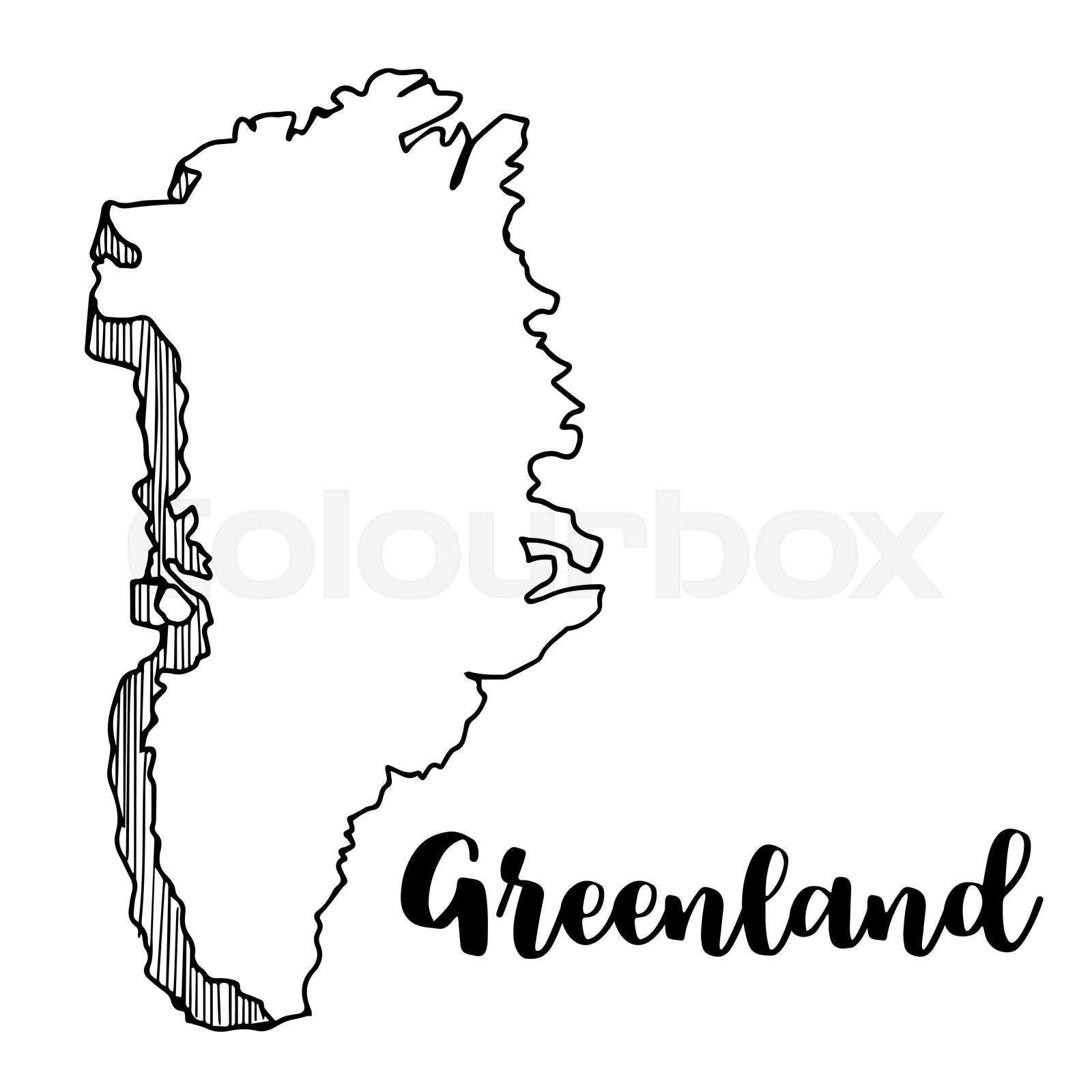 Hand drawn of Greenland map, vector illustration | Stock vector | Colourbox