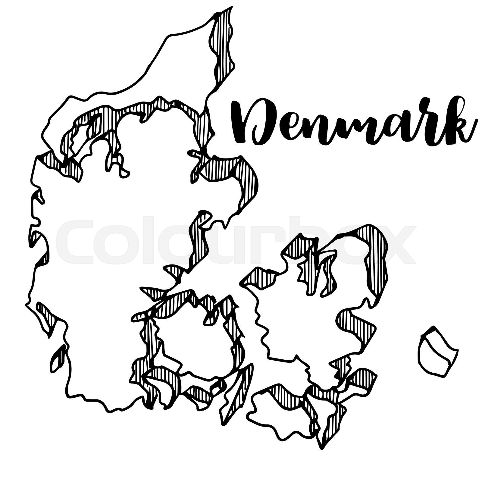 Hand drawn of Denmark map, vector illustration | Stock vector | Colourbox