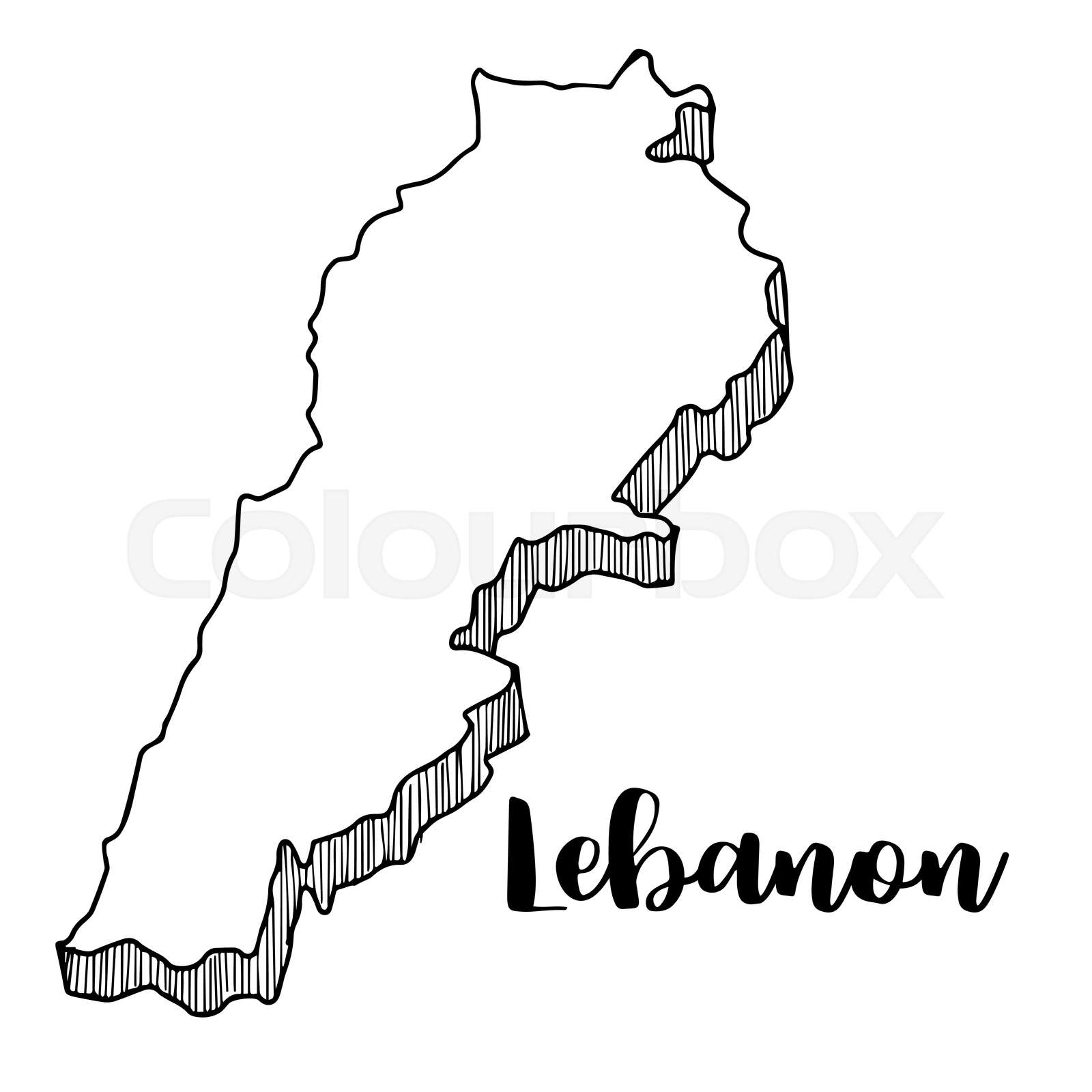 Hand drawn of Lebanon map, vector illustration | Stock vector | Colourbox