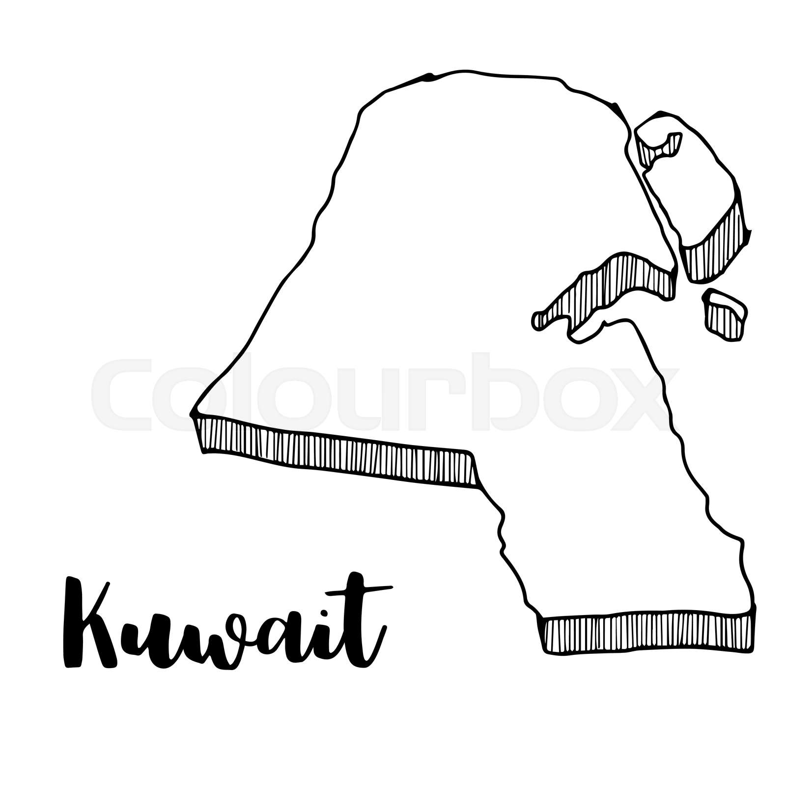 Hand drawn of Kuwait map, vector illustration | Stock vector | Colourbox