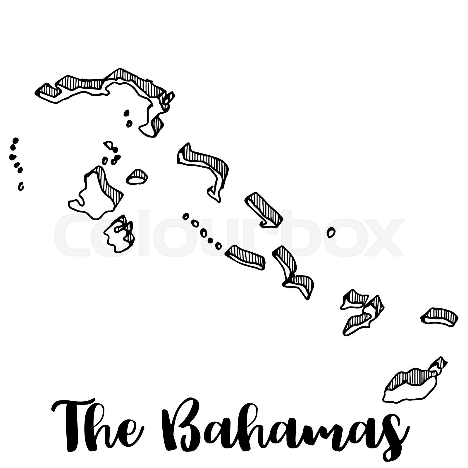 Hand drawn of The Bahamas map, vector illustration | Stock vector ...