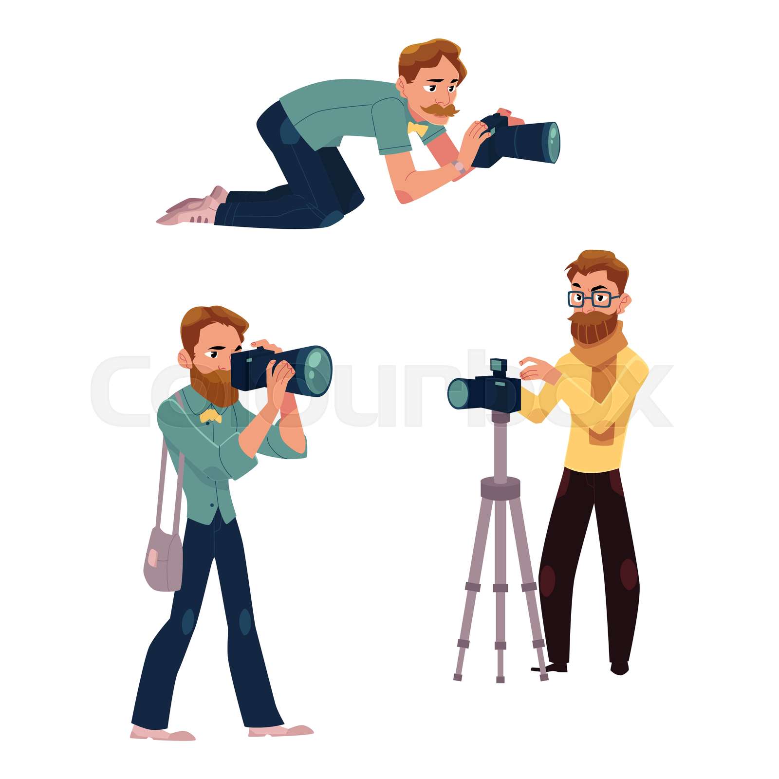 Set of cartoon photographers at work | Stock vector | Colourbox