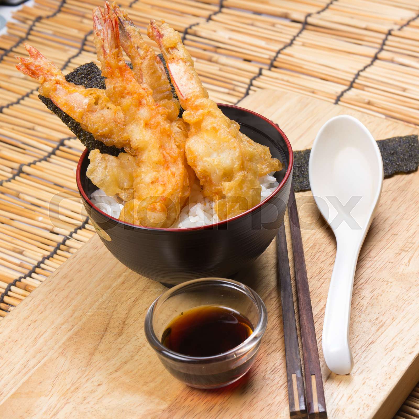 Tempura on rice | Stock image | Colourbox