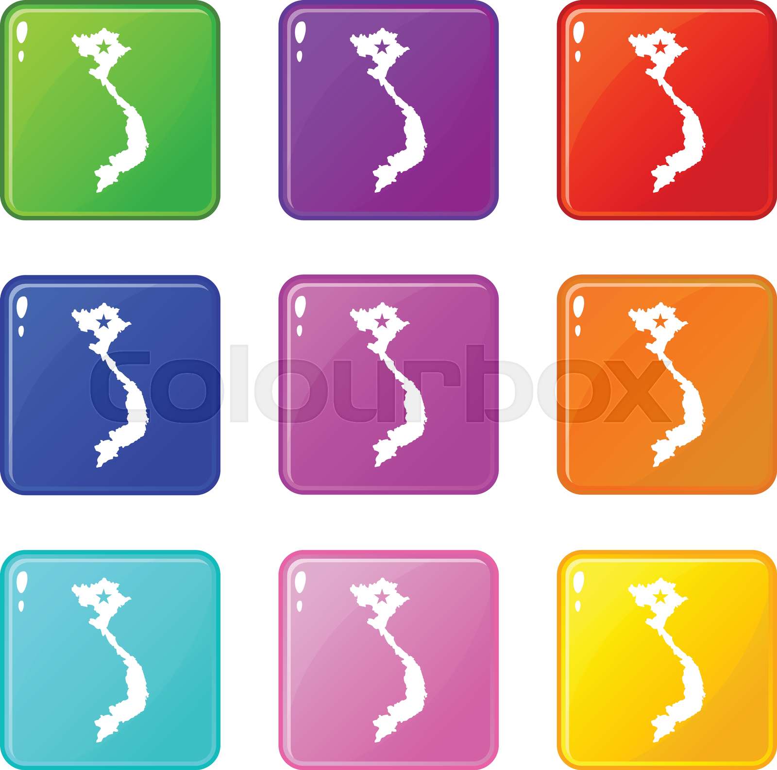 Vietnam map icons 9 set | Stock vector | Colourbox