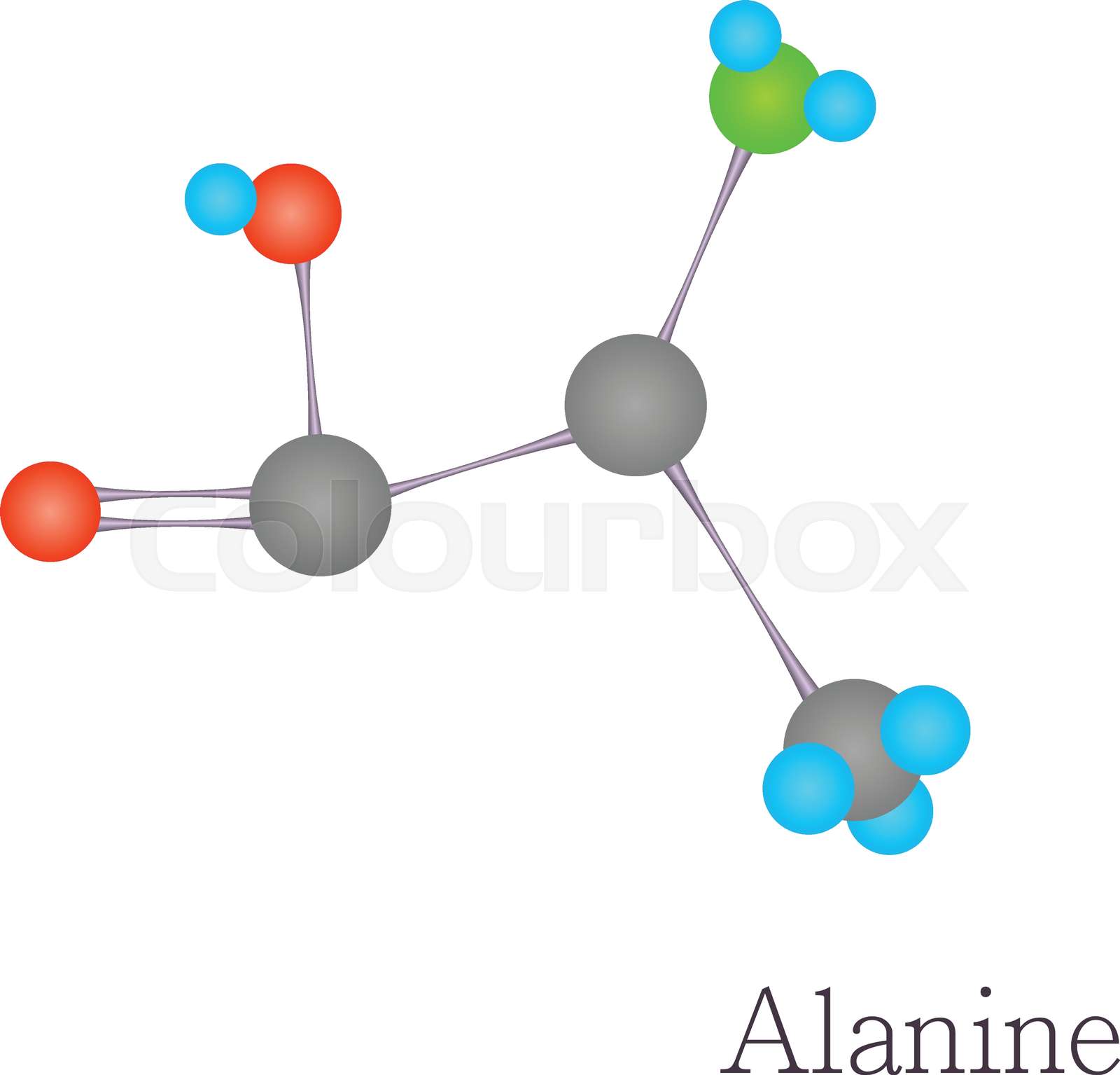 Alanine 3D molecule chemical science | Stock vector | Colourbox