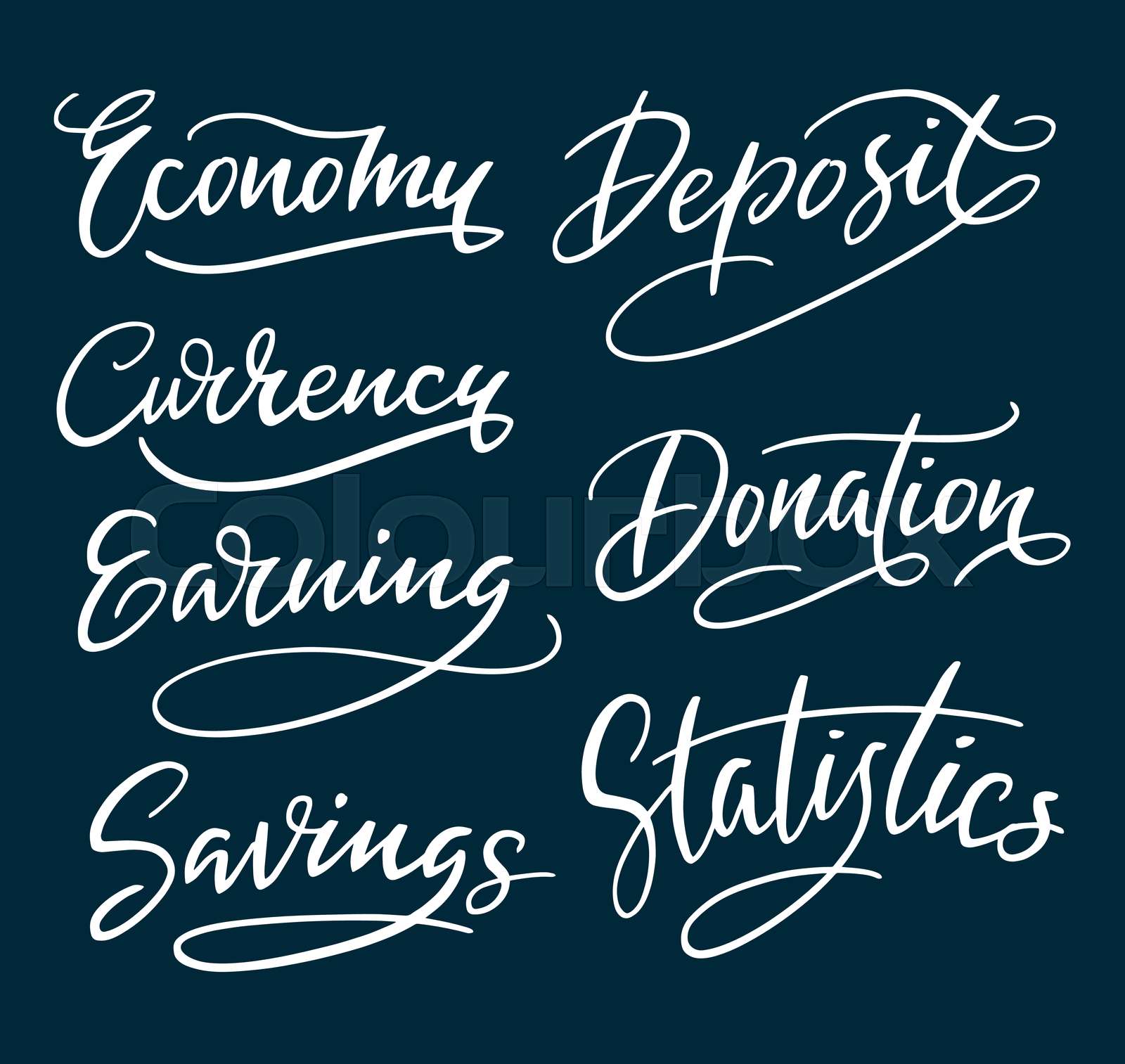 Economy and deposit hand written typography | Stock vector | Colourbox