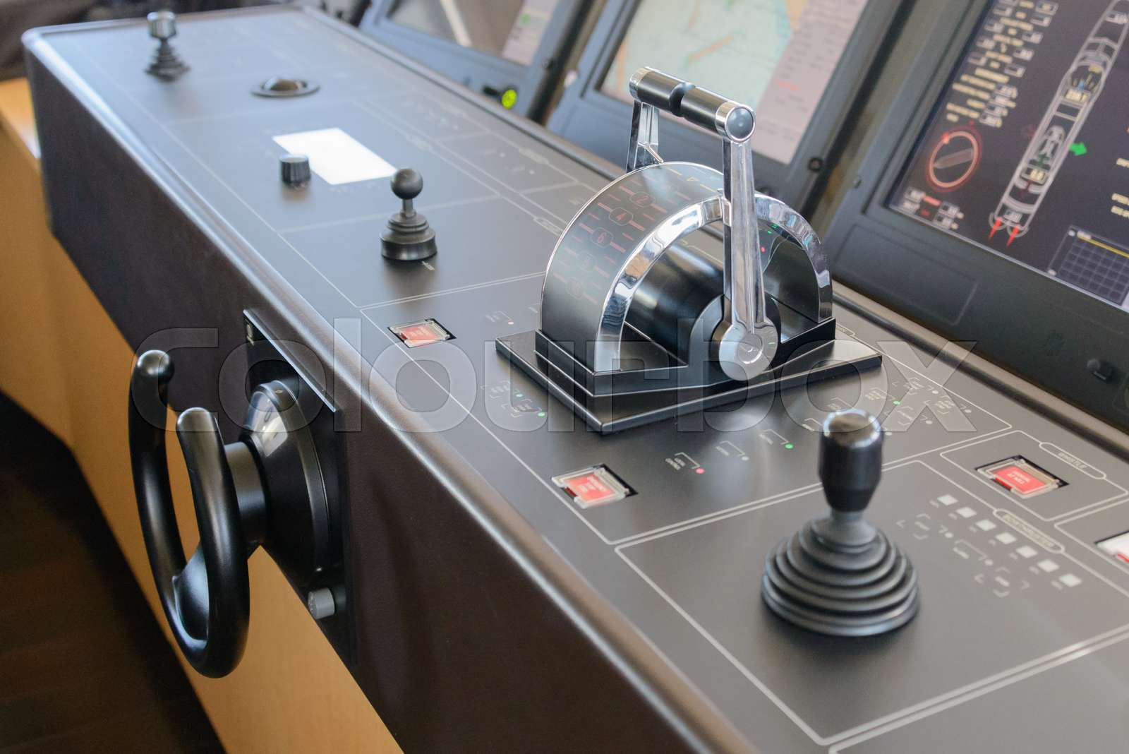 Control panel in ship with steering gear | Stock image | Colourbox