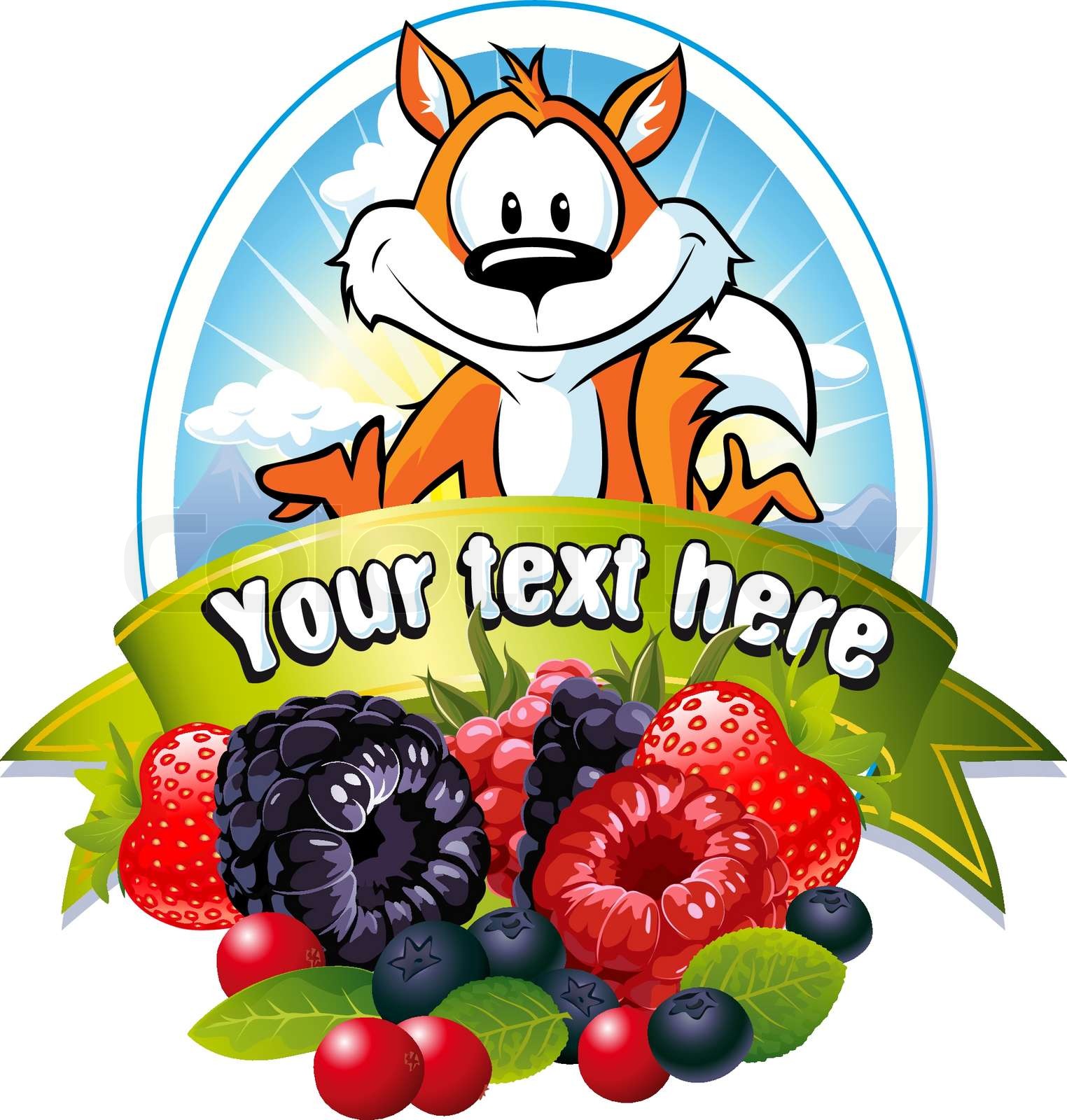 Beeren Label mit Fuchs | Stock-Vektor | Colourbox