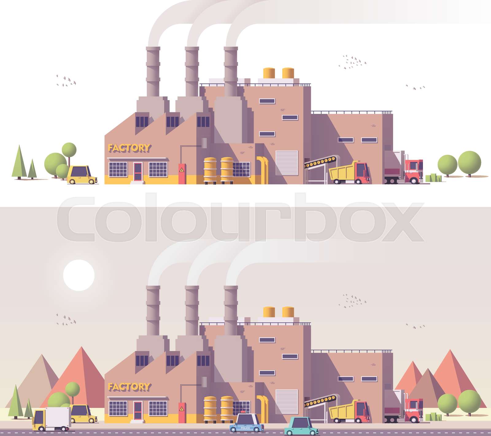 Vector low poly 2d factory | Stock vector | Colourbox