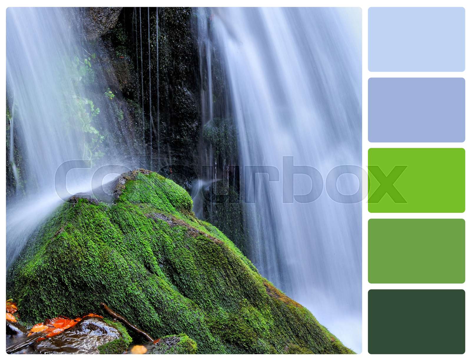 Waterfall with palette color swatches | Stock image | Colourbox