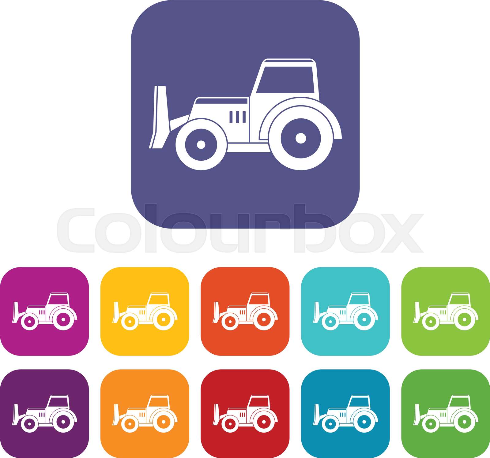Skid steer loader icons set flat | Stock vector | Colourbox
