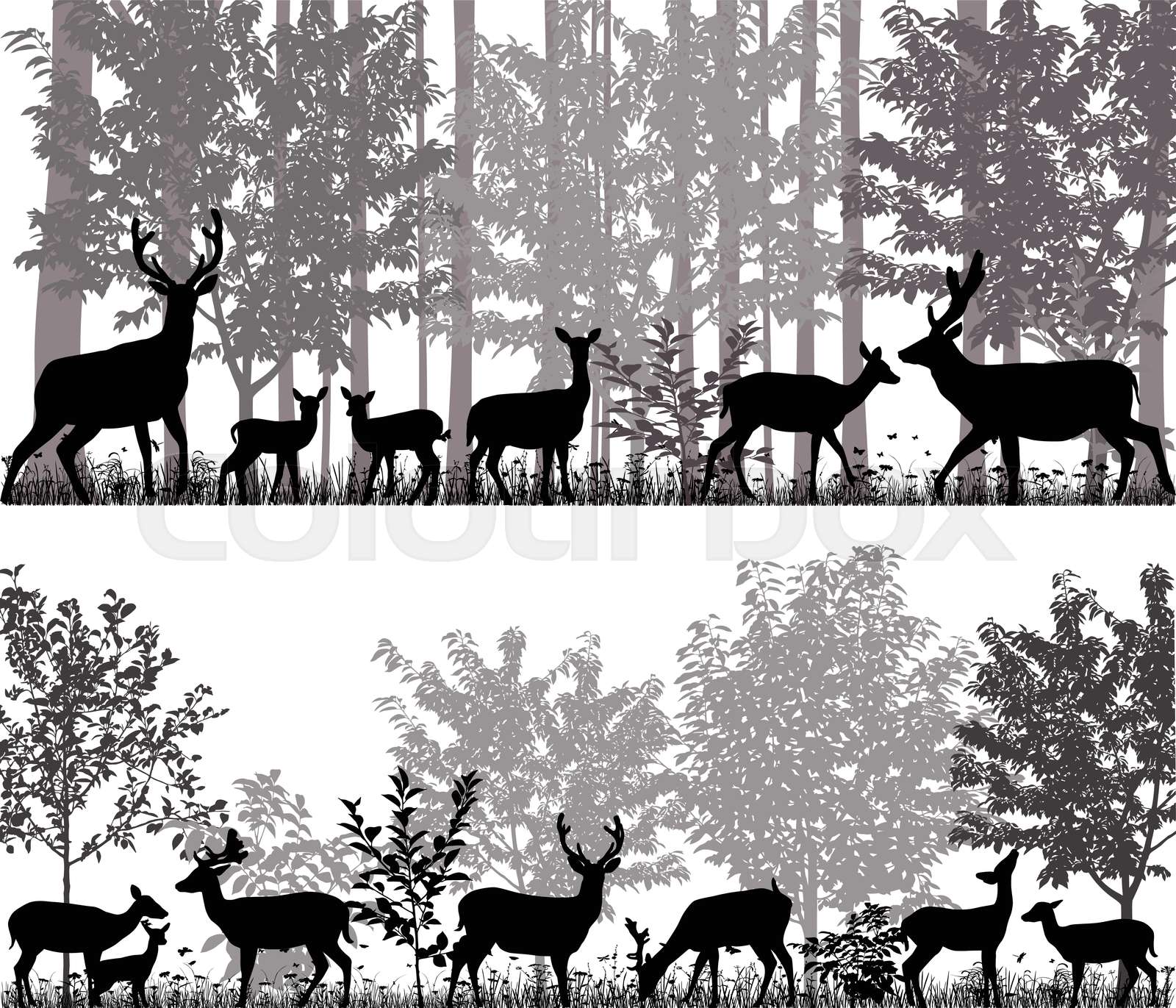 Herd of deer | Stock vector | Colourbox
