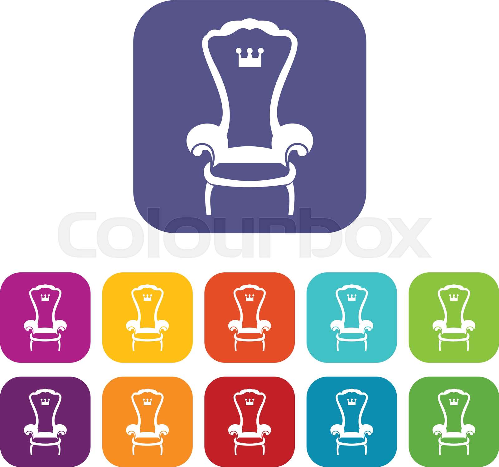 King throne chair icons set | Stock vector | Colourbox