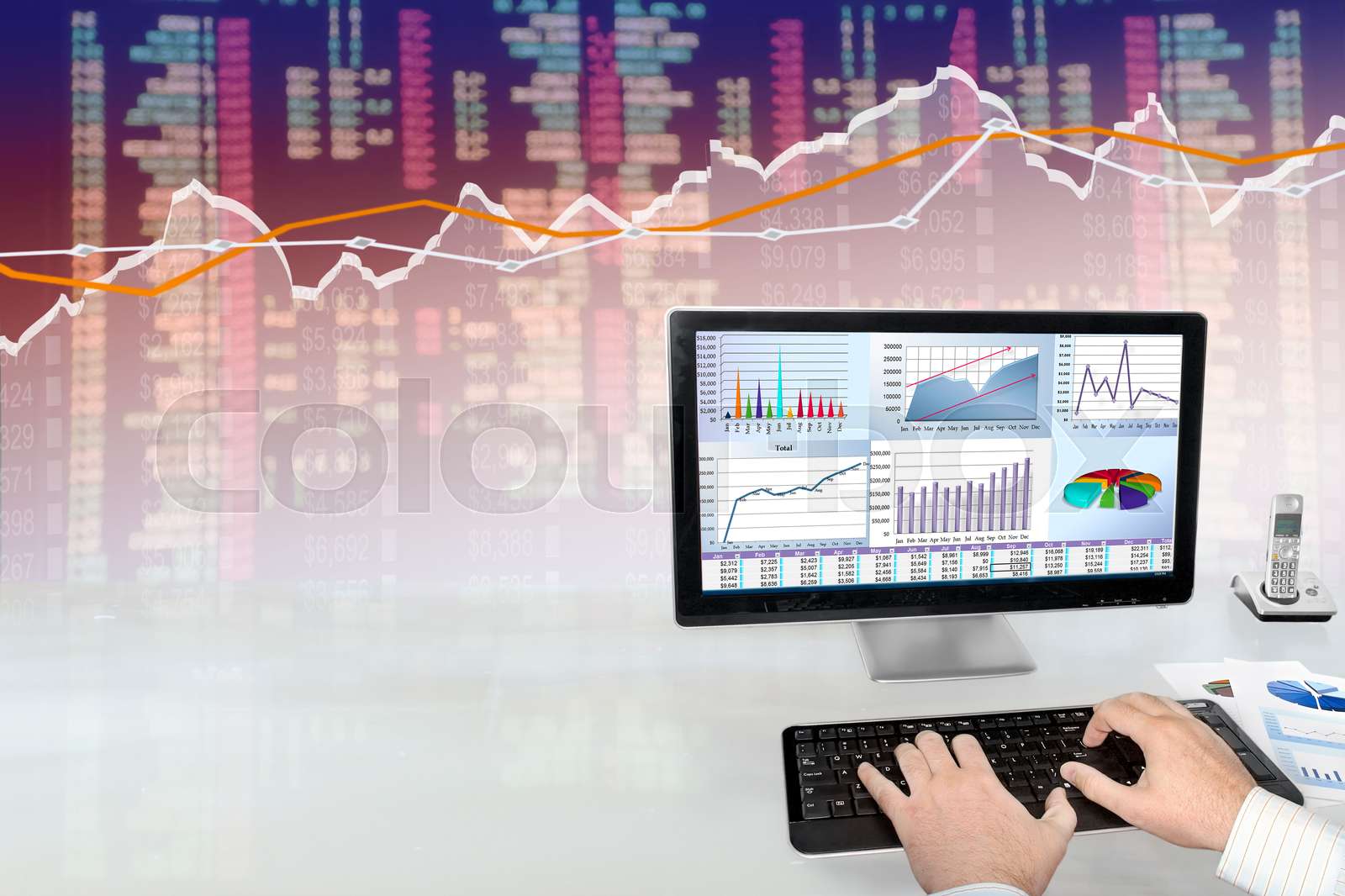Analyzing Data on Computer | Stock image | Colourbox