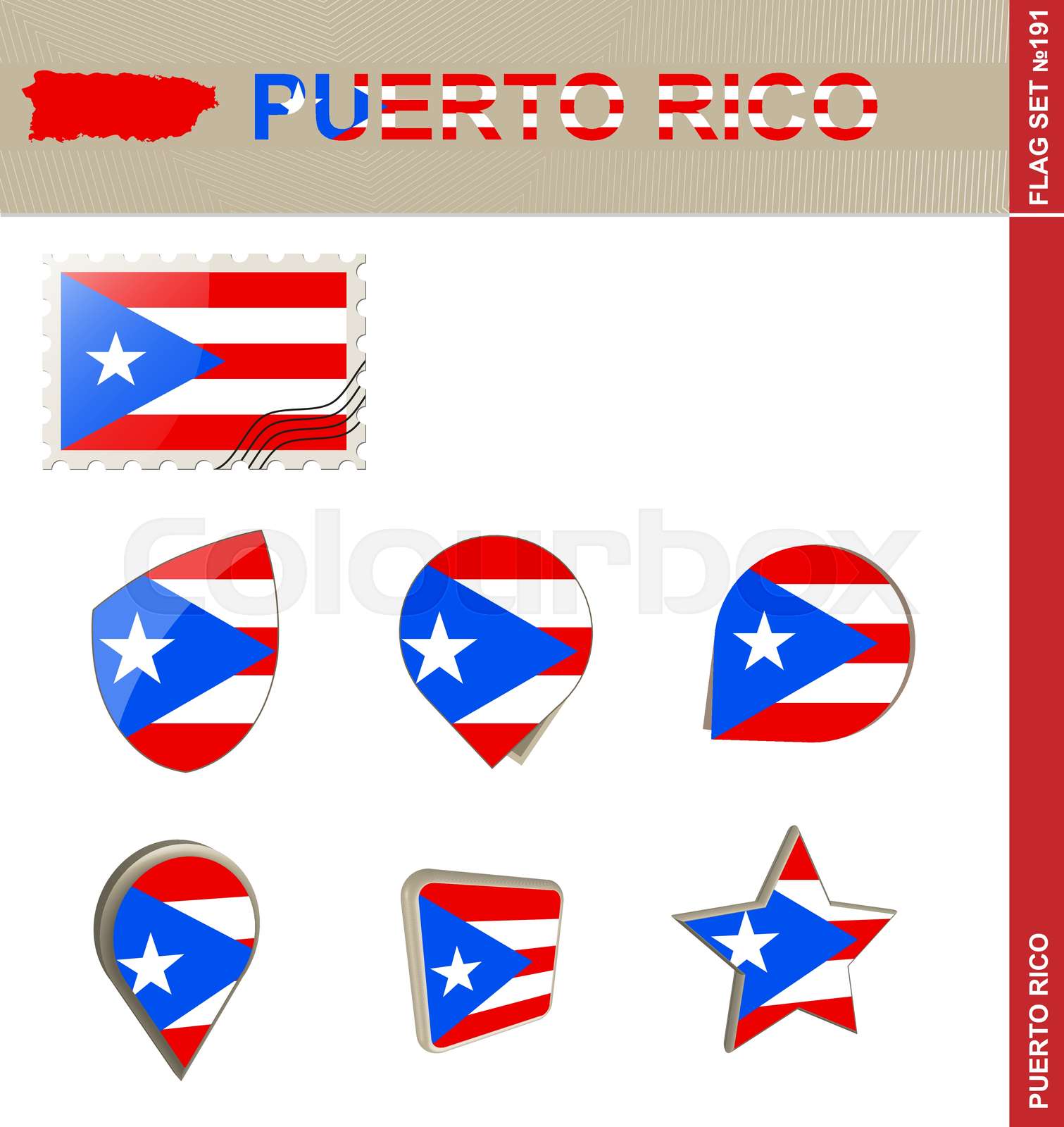 Puerto Rico Flag Set, Flag Set #191 | Stock vector | Colourbox