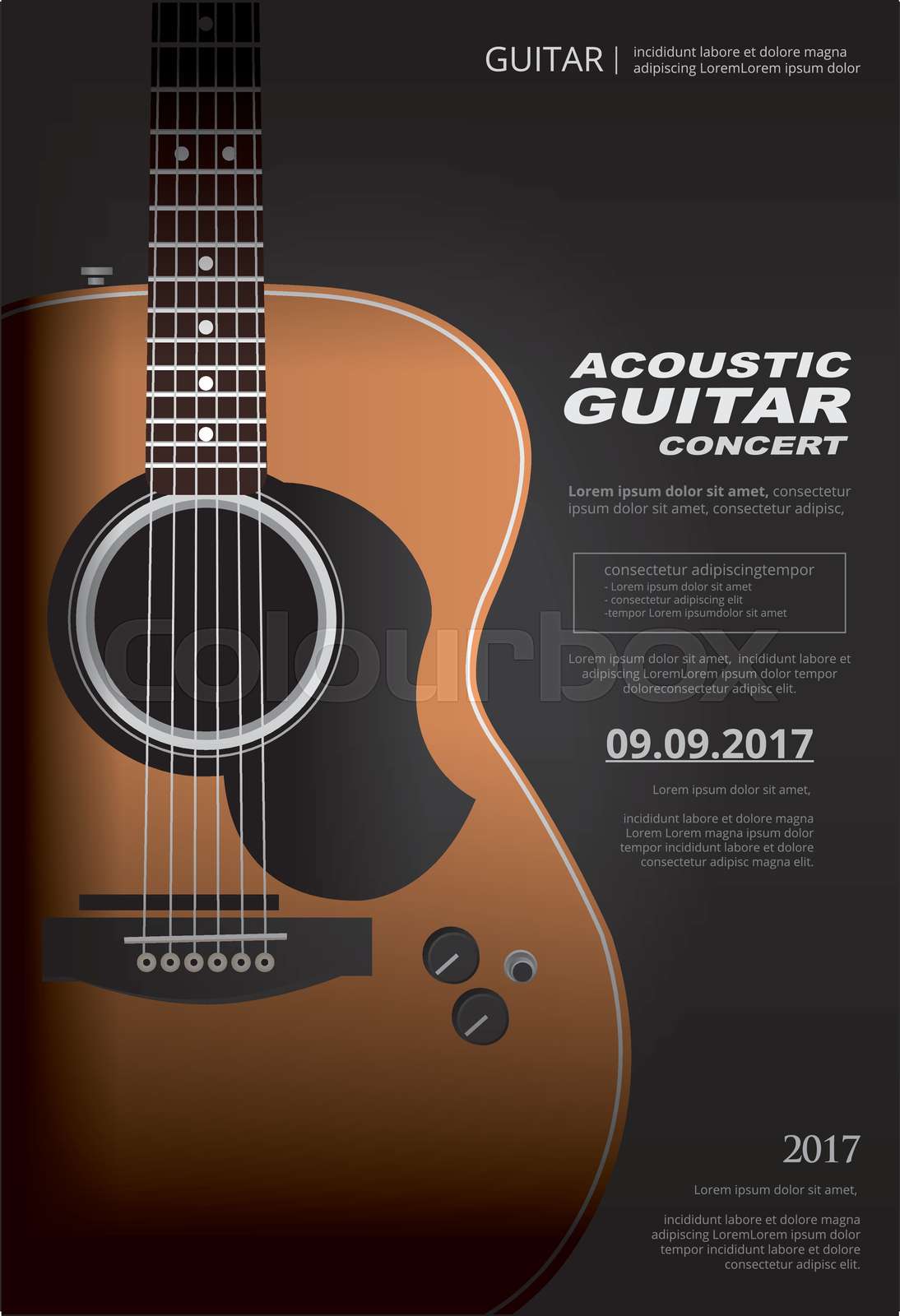 Acoustic Guitar Concert Poster Background Template | Stock vector ...