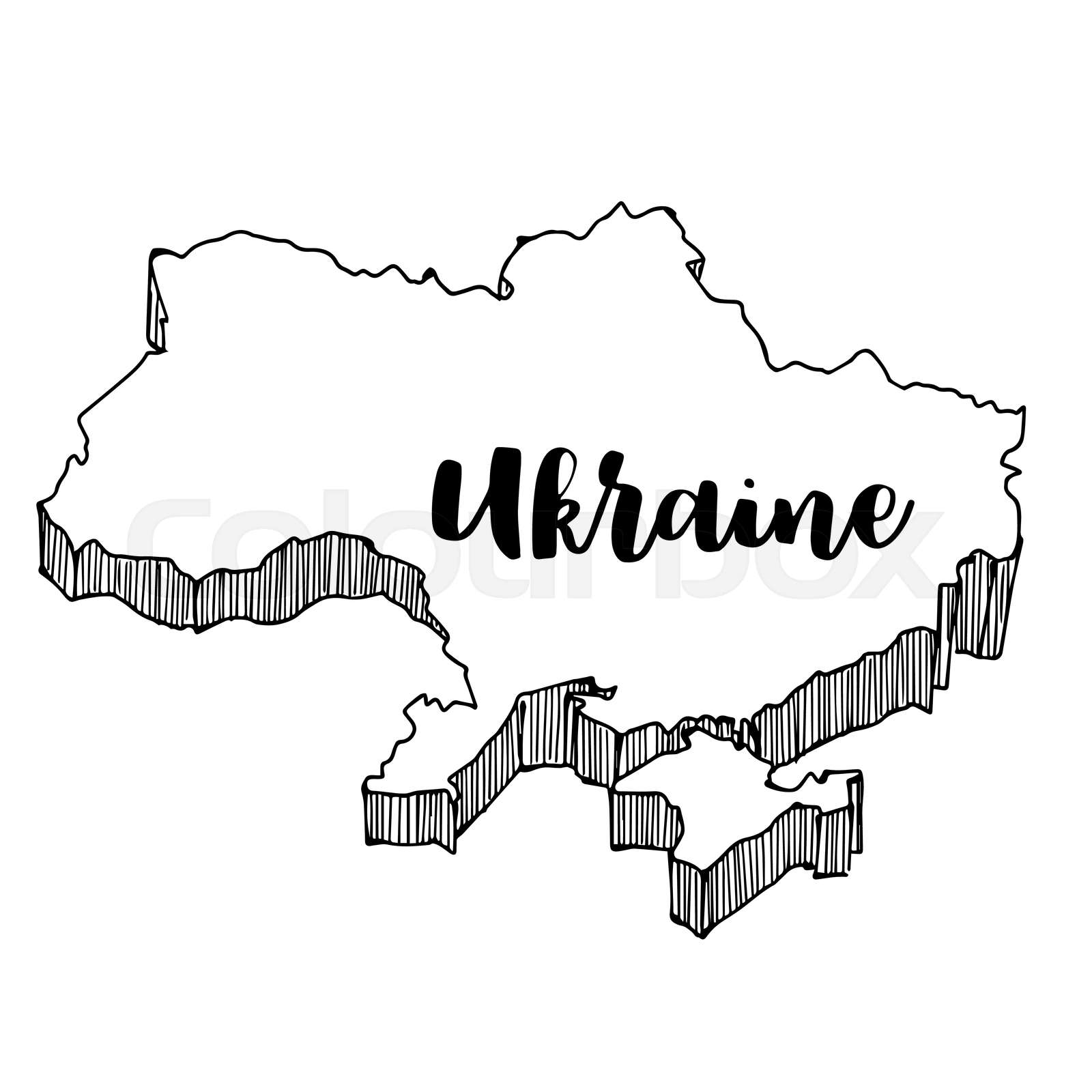 Hand drawn of Ukraine map, vector illustration | Stock vector | Colourbox