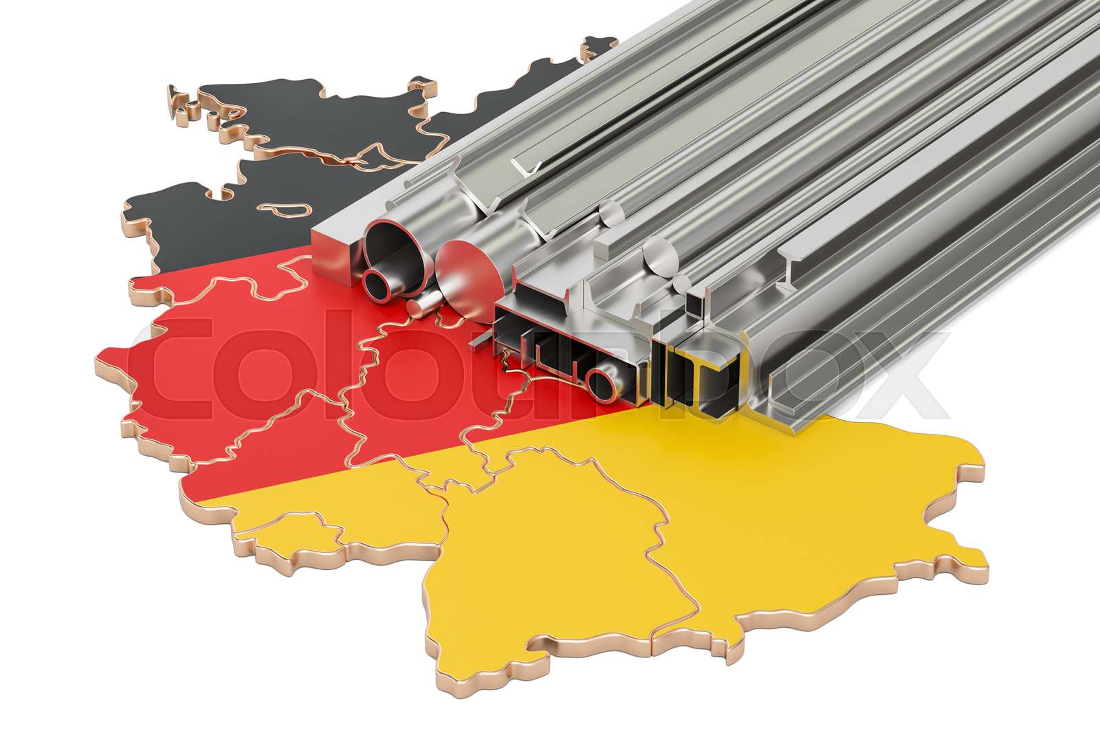 Production and trade of metal products in Germany, concept. 3D ...