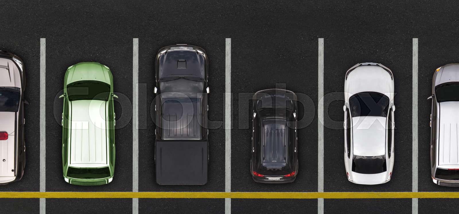 Top view of Cars on parking lot | Stock image | Colourbox